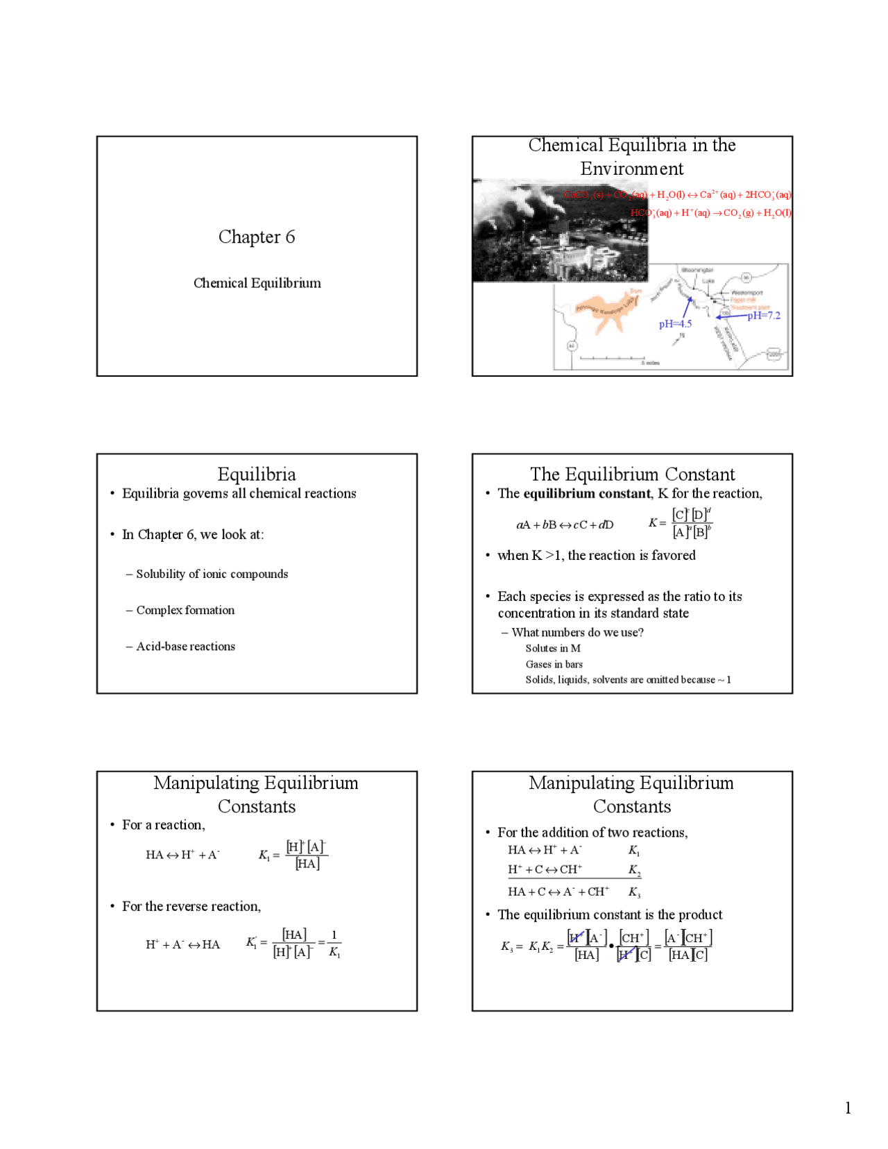 Chemical Equilibrium Lecture Slides Chem 3650 Docsity