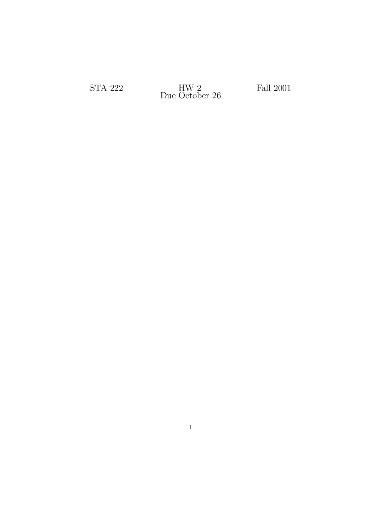Homework 2 Survival Analysis Fall 2001 Sta 222 Docsity