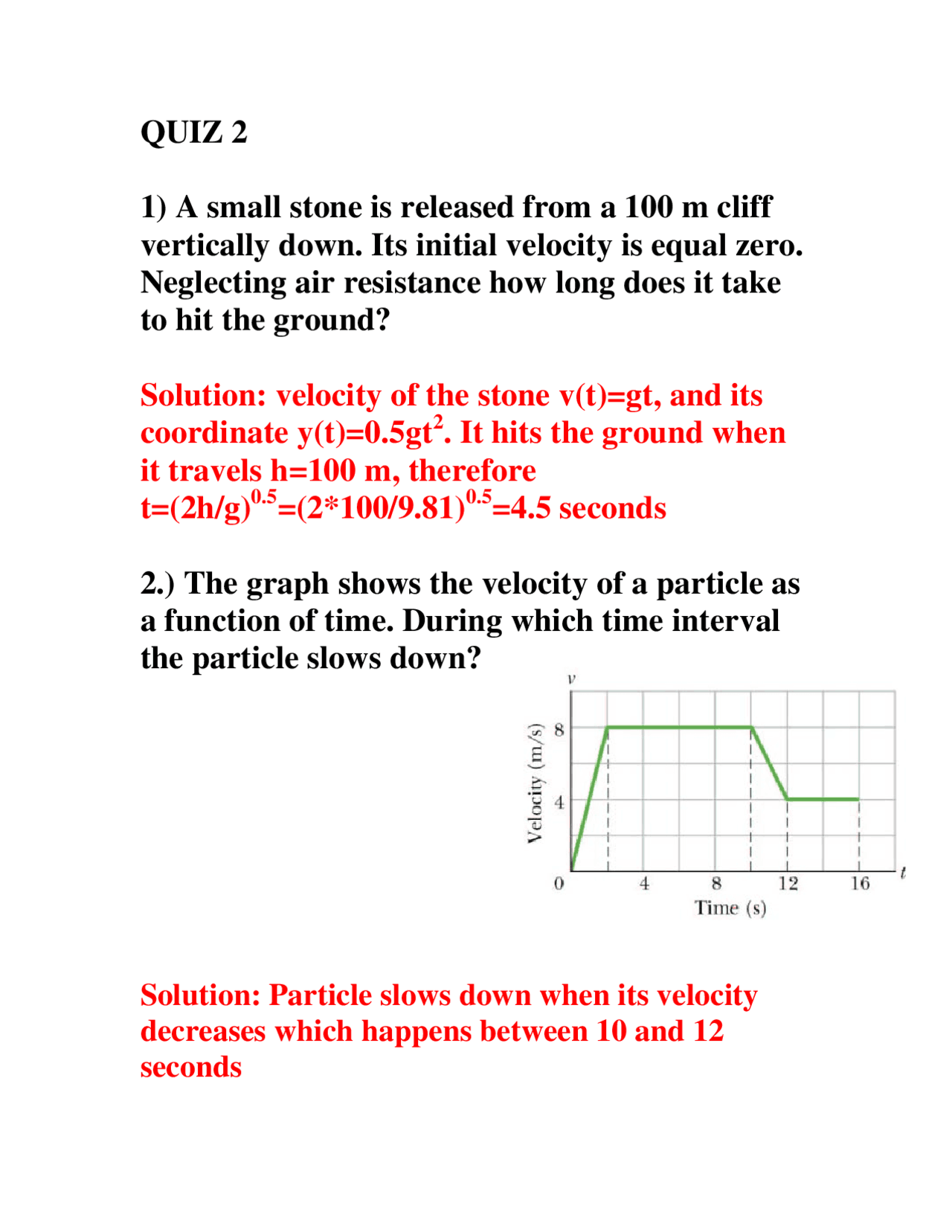 Questions With Solution For Quiz 2 Classical Physics Phy 009a Docsity