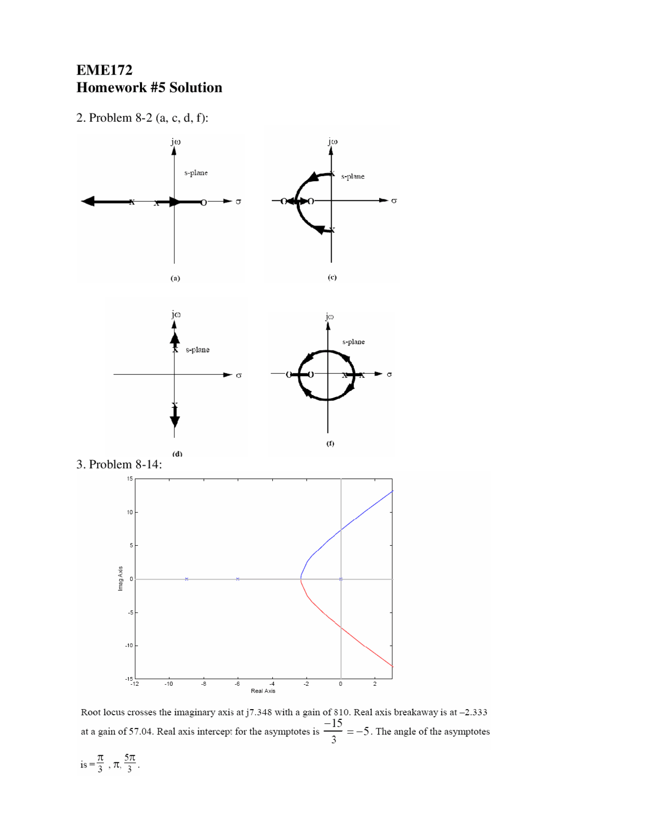 Homework 5 Solutions Automatic Control Of Engineering Systems Eme