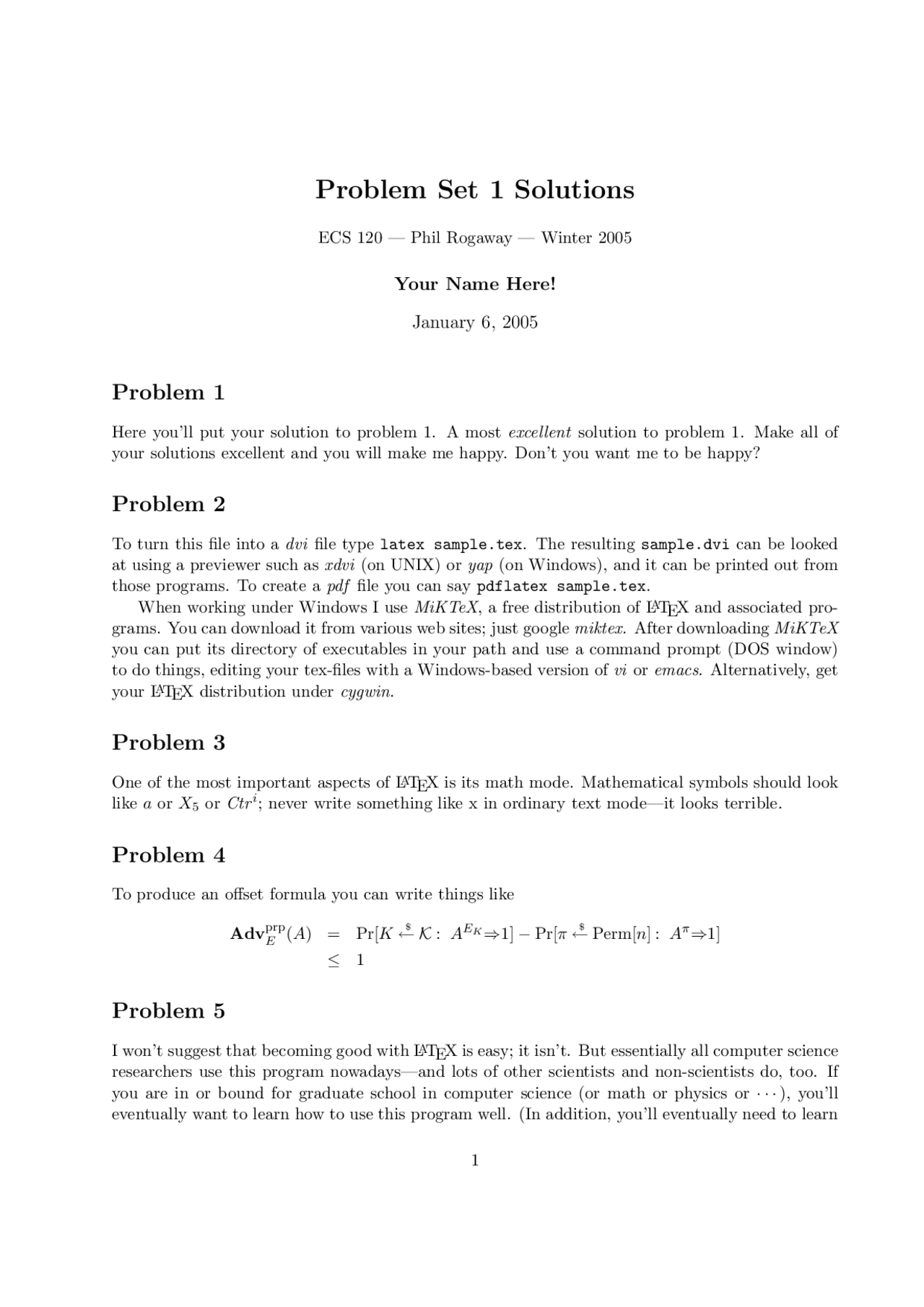 Problem Set 1 Solutions Theory Of Computation Ecs 120 Docsity