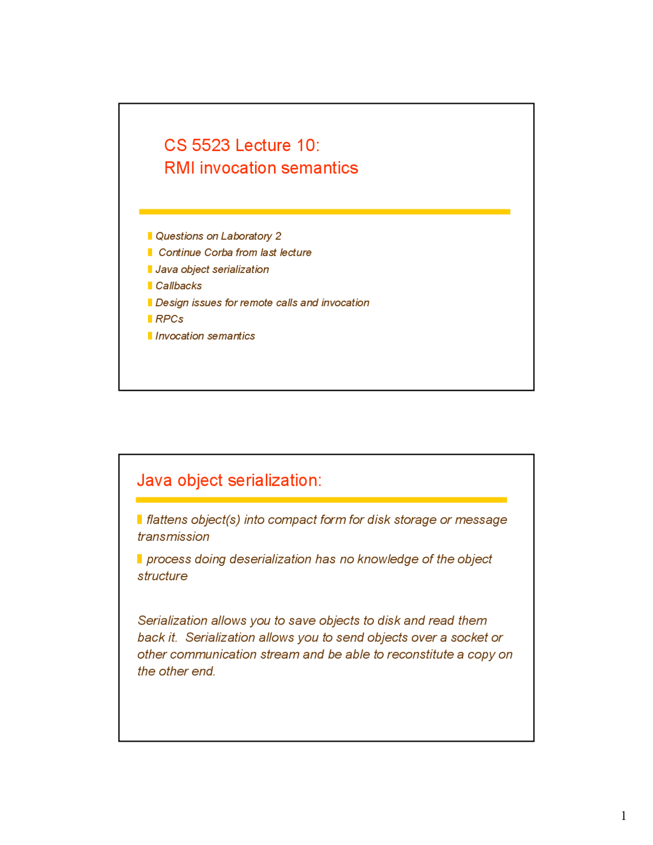 Rmi Invocation Semantics Operating Systems Cs 5523 Docsity