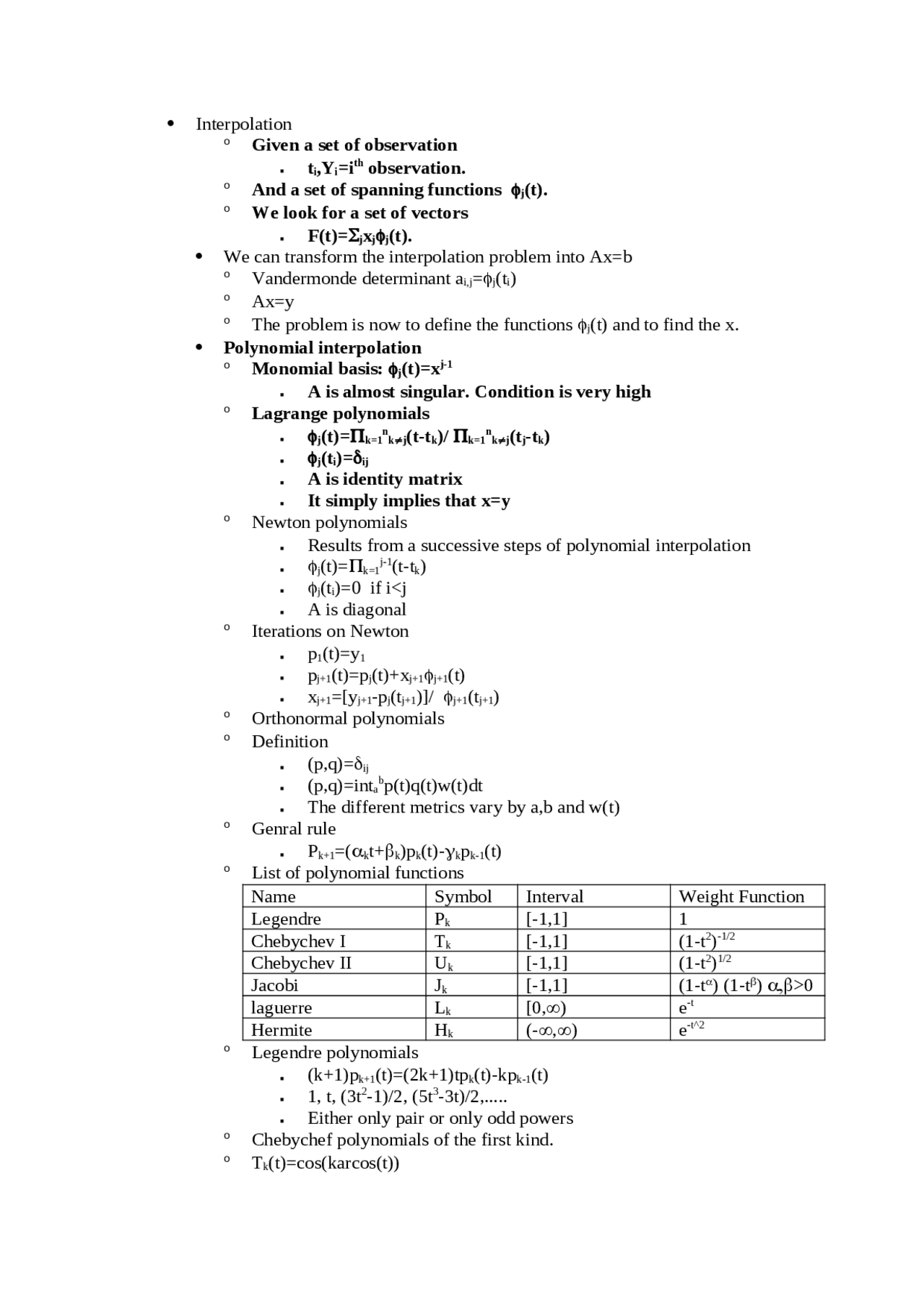 Notes For Polynomial Interpolation Ead 210b Docsity