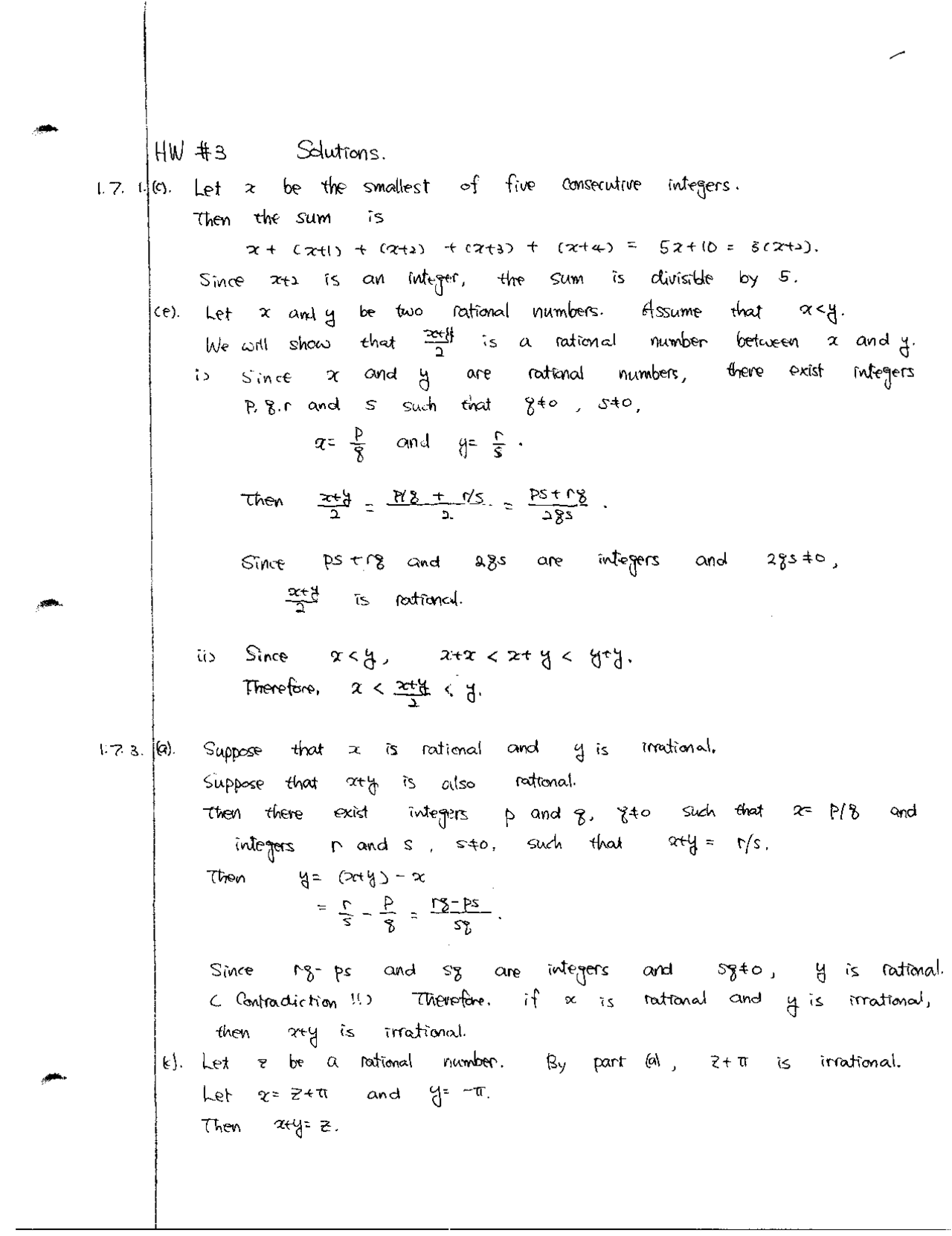 Homework 3 Solutions Introduction To Abstract Mathematics Mat 108
