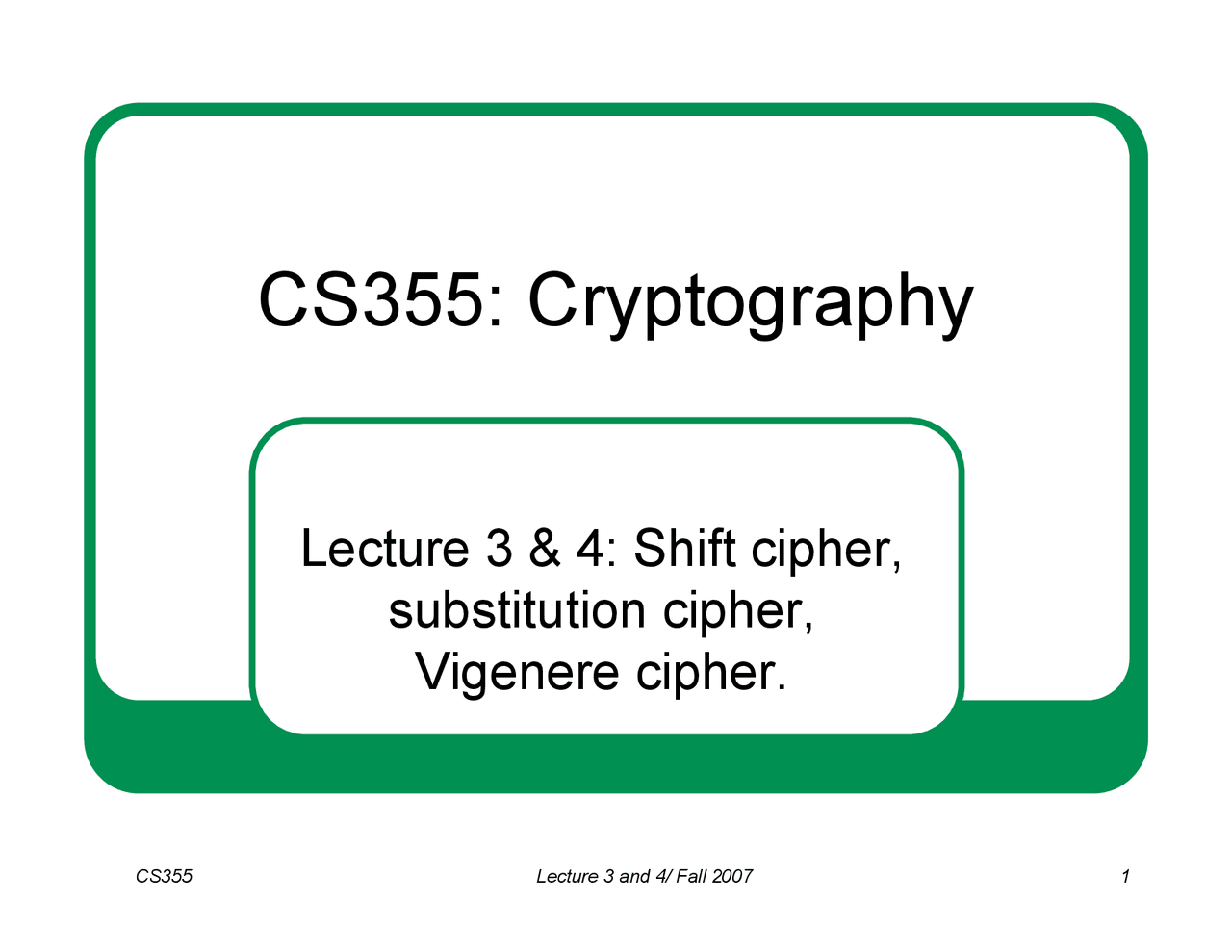 Shift Cipher, Substitution Cipher, Vigenere Cipher | CS 35500 - Docsity