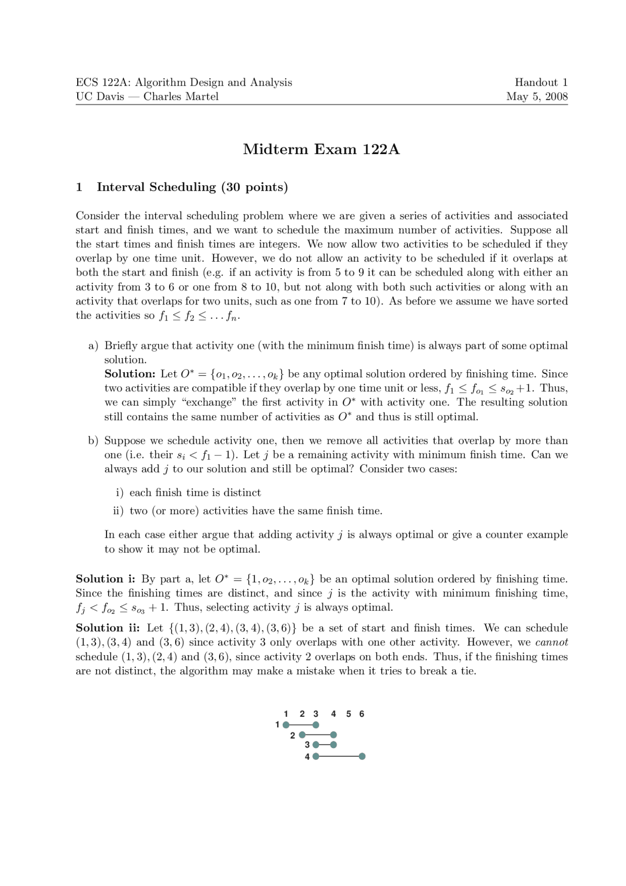 Midterm Exam Solutions For Algorithm Design And Analysis Ecs 122a Exams Computer Science