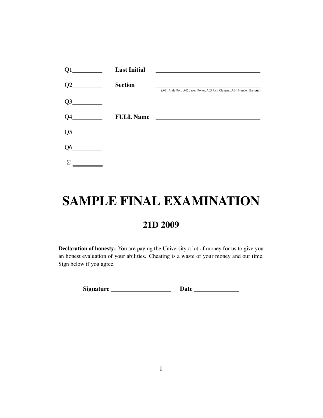Sample Final Exam For Vector Analysis Mat 021d Docsity