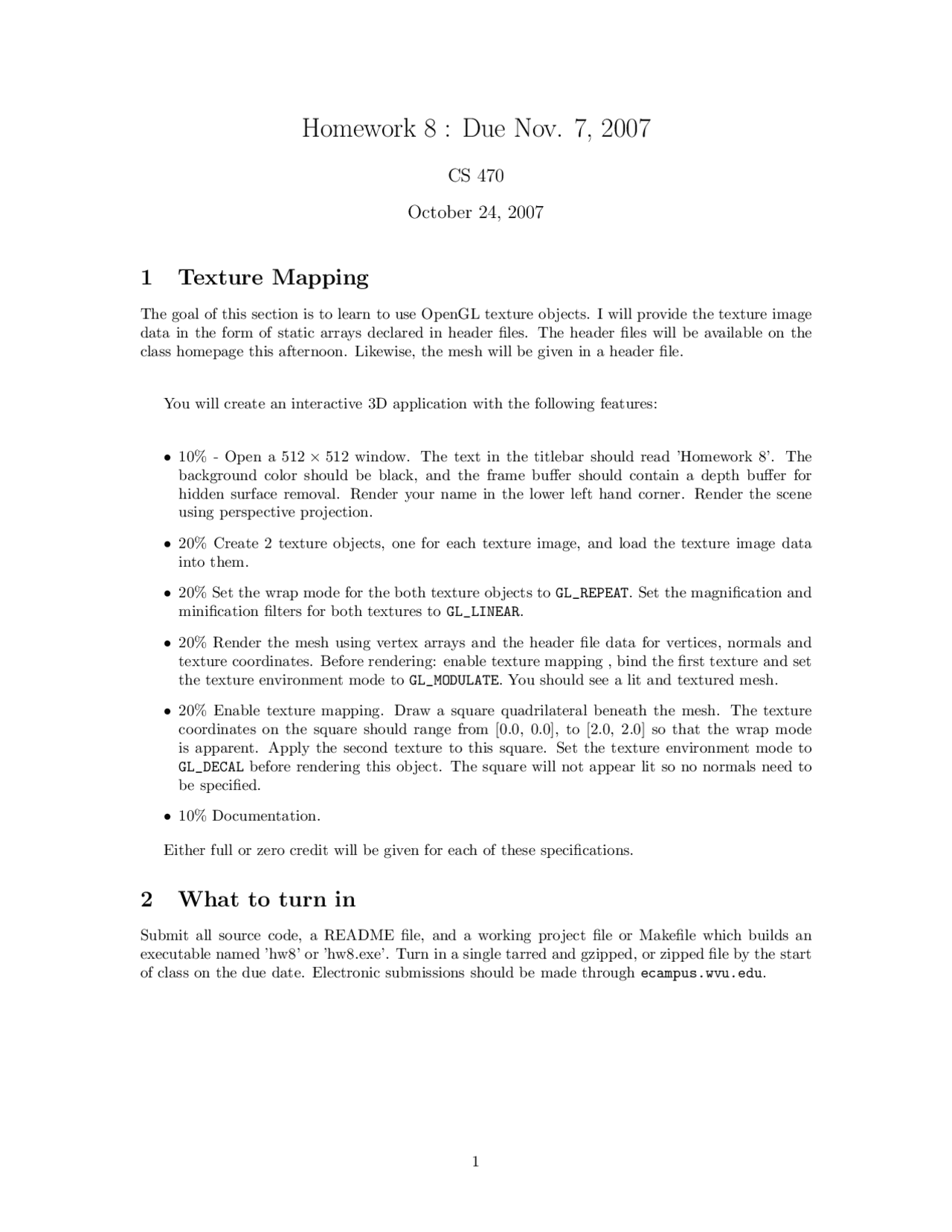 Homework 8 Texture Mapping Introduction To Computer Graphics Cs