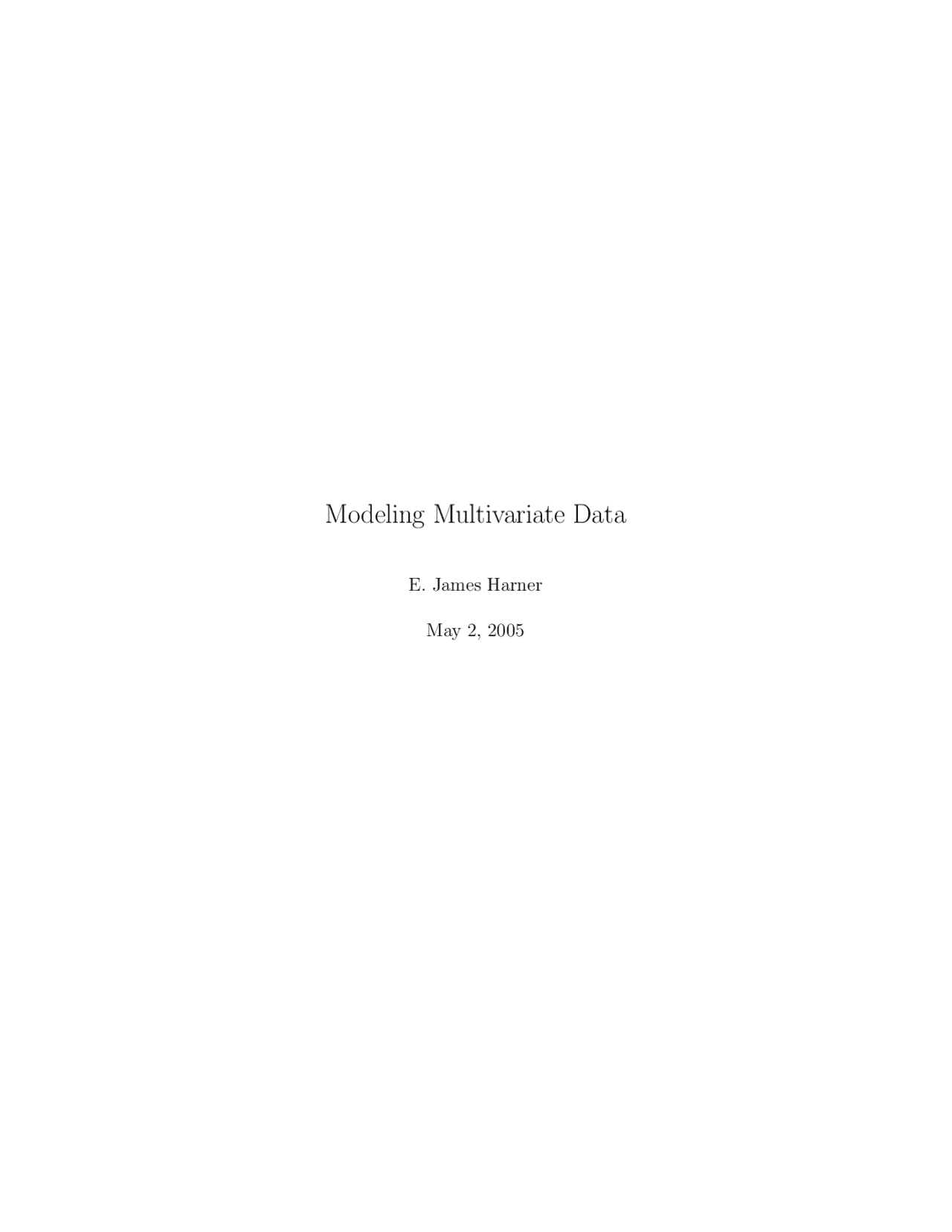 Modeling Multivariate Data Analysis Paper Stat 541 Docsity