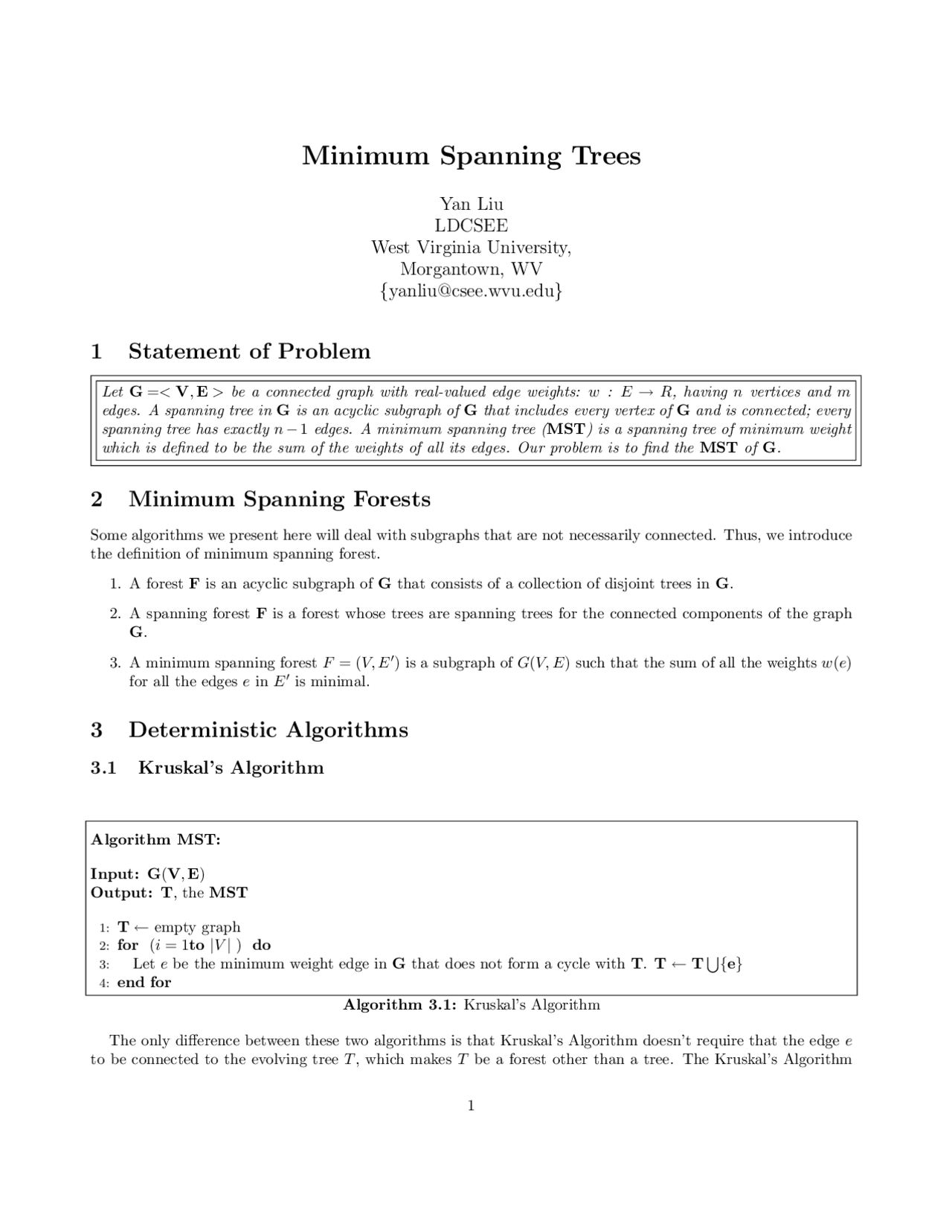 Minimum Spanning Trees Lecture Notes Ee T220 Docsity