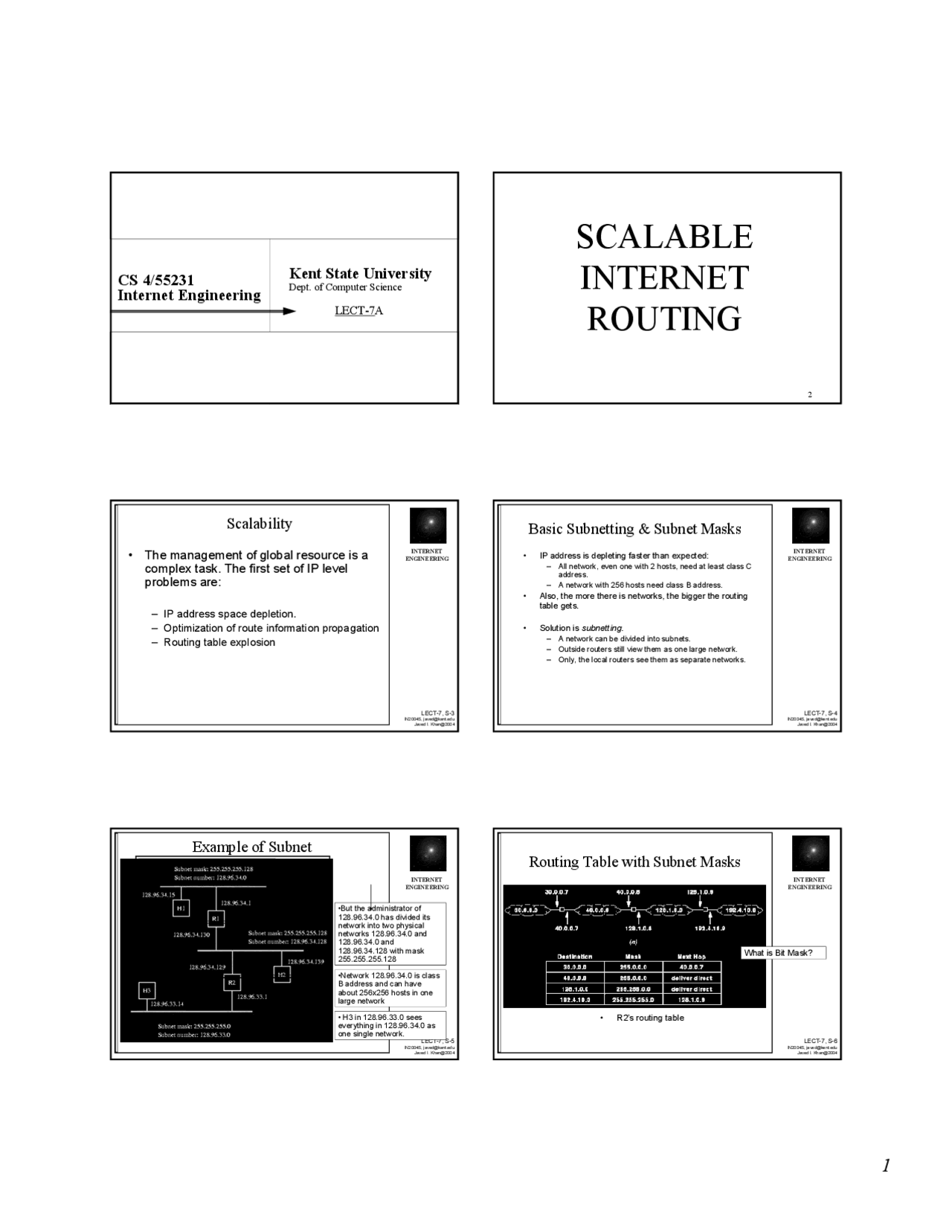 Lecture Slides On Scalable Internet Routing Cs 45231 Docsity