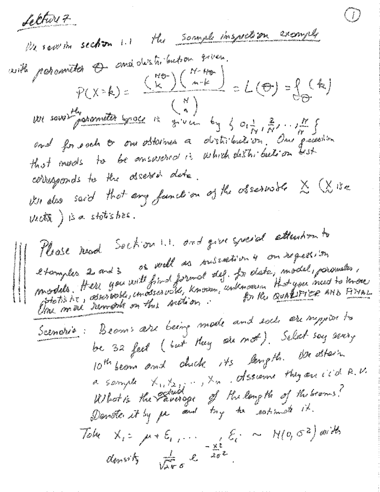 Handout Notes For Sample Inspection Examples Math 60061 Docsity
