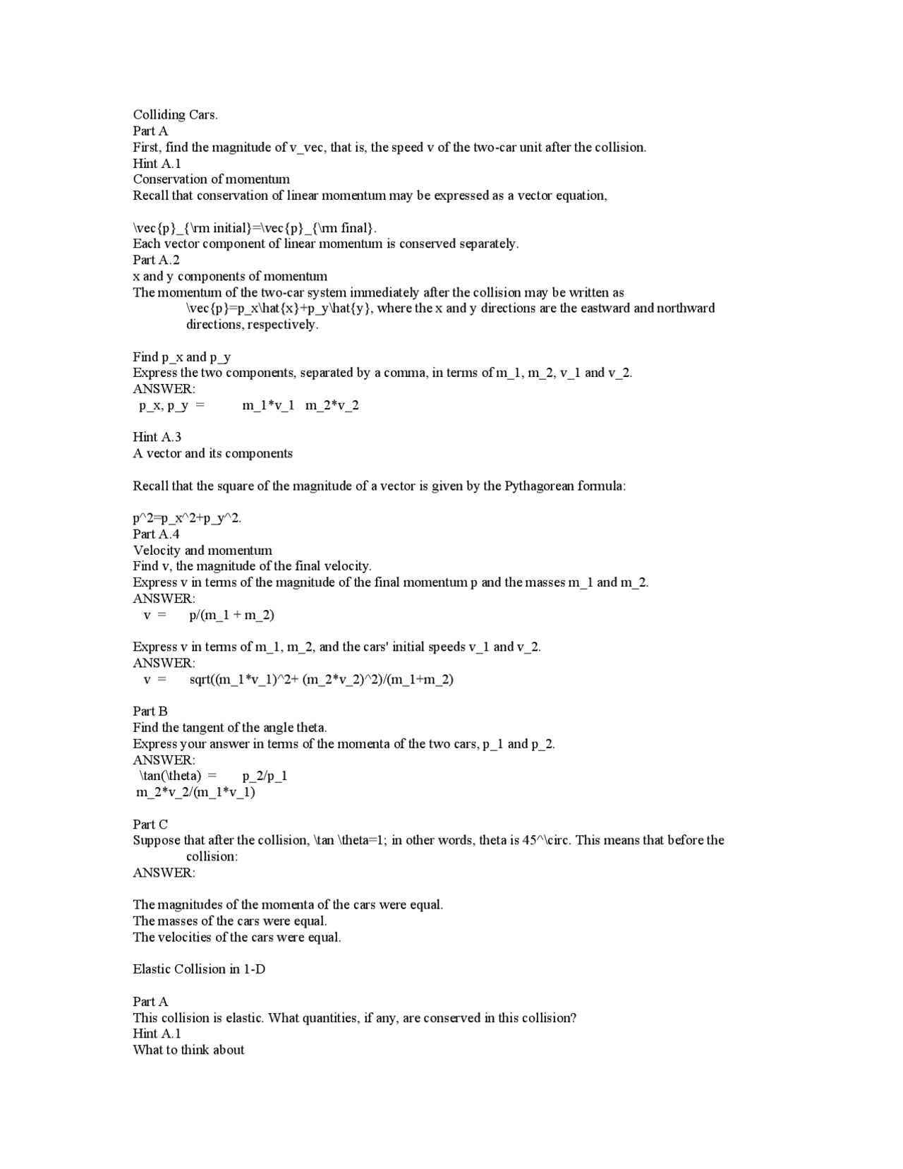 Final Paper Review Guide - Physics I | PHY 1001 | Prove d'esame Fisica | Docsity