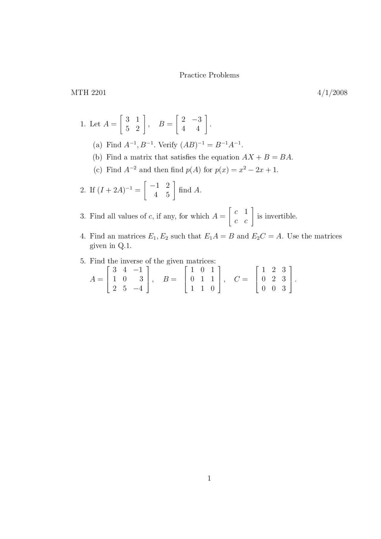 Assignment Practice Problems Differential Equations And Linear