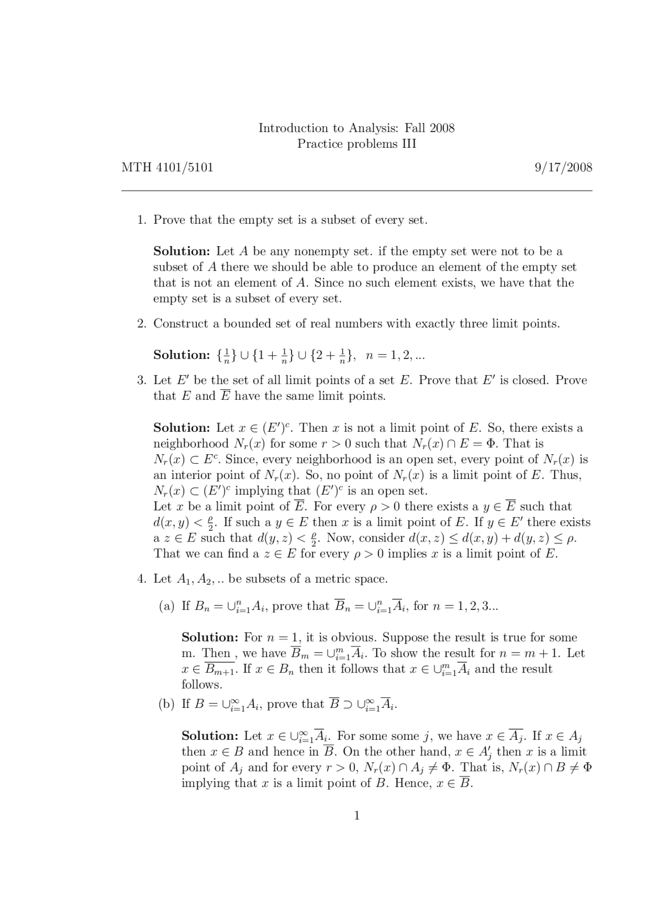 6 Problems For Practice On Introductory Analysis Assignment Mth