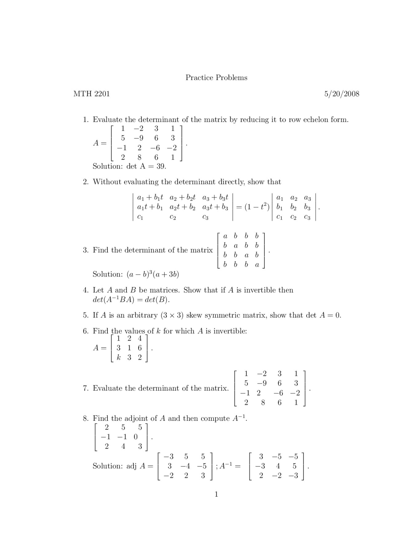 Differential Equation And Linear Algebra Solved Practice Problems