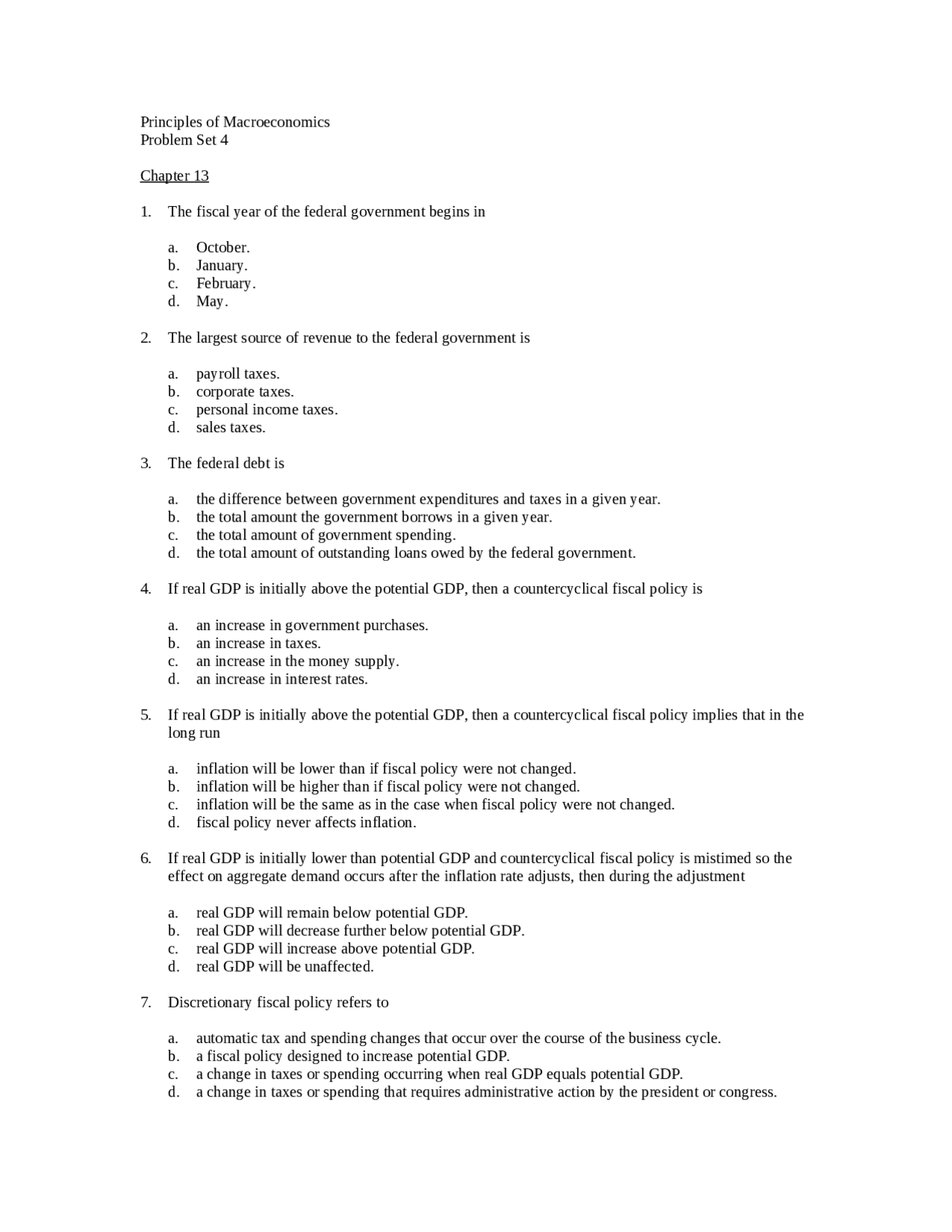 Questions For Assignment 6 Principles Of Microeconomics Econ 22061
