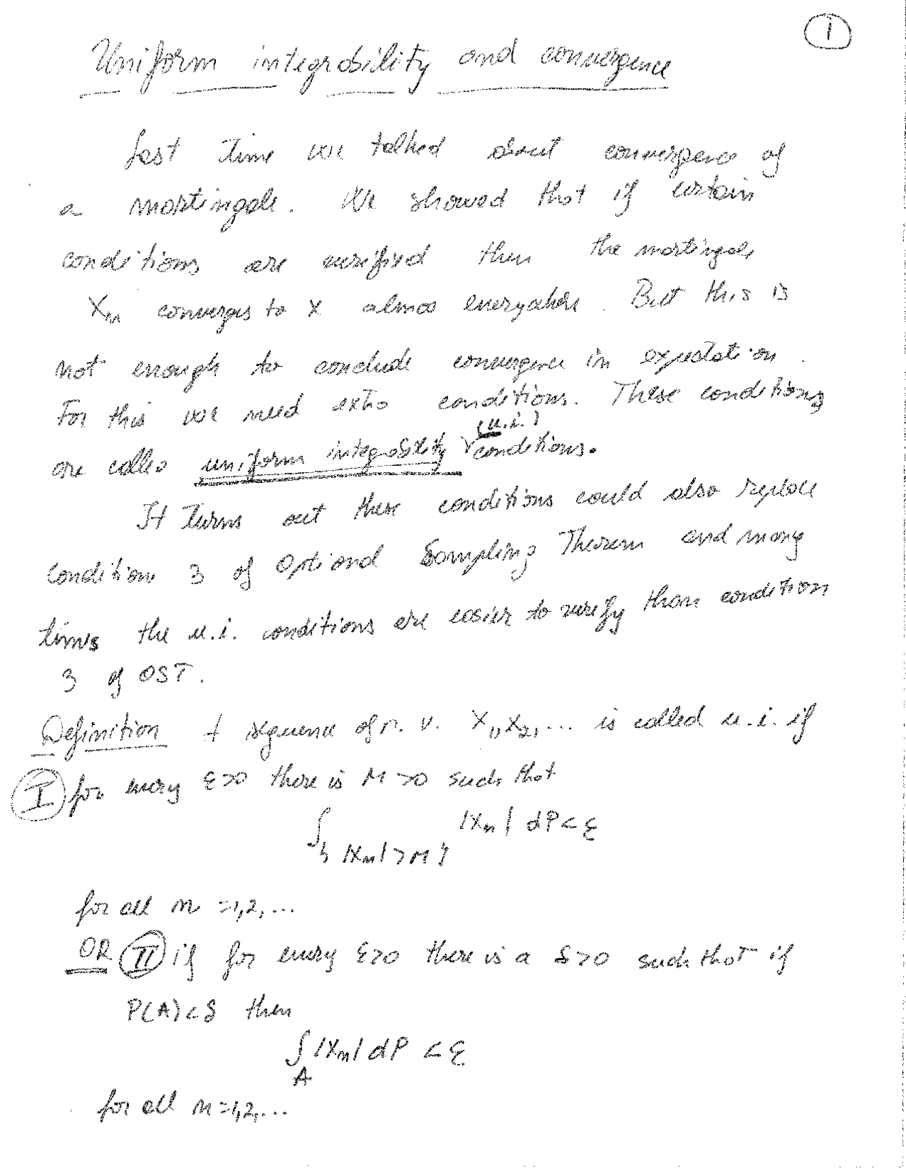 Uniform Integrality And Convergence Lecture Notes Math 50051 Docsity