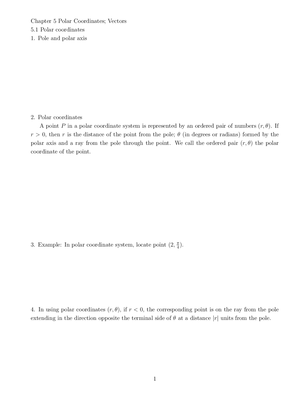 Polar Coordinates Docsity