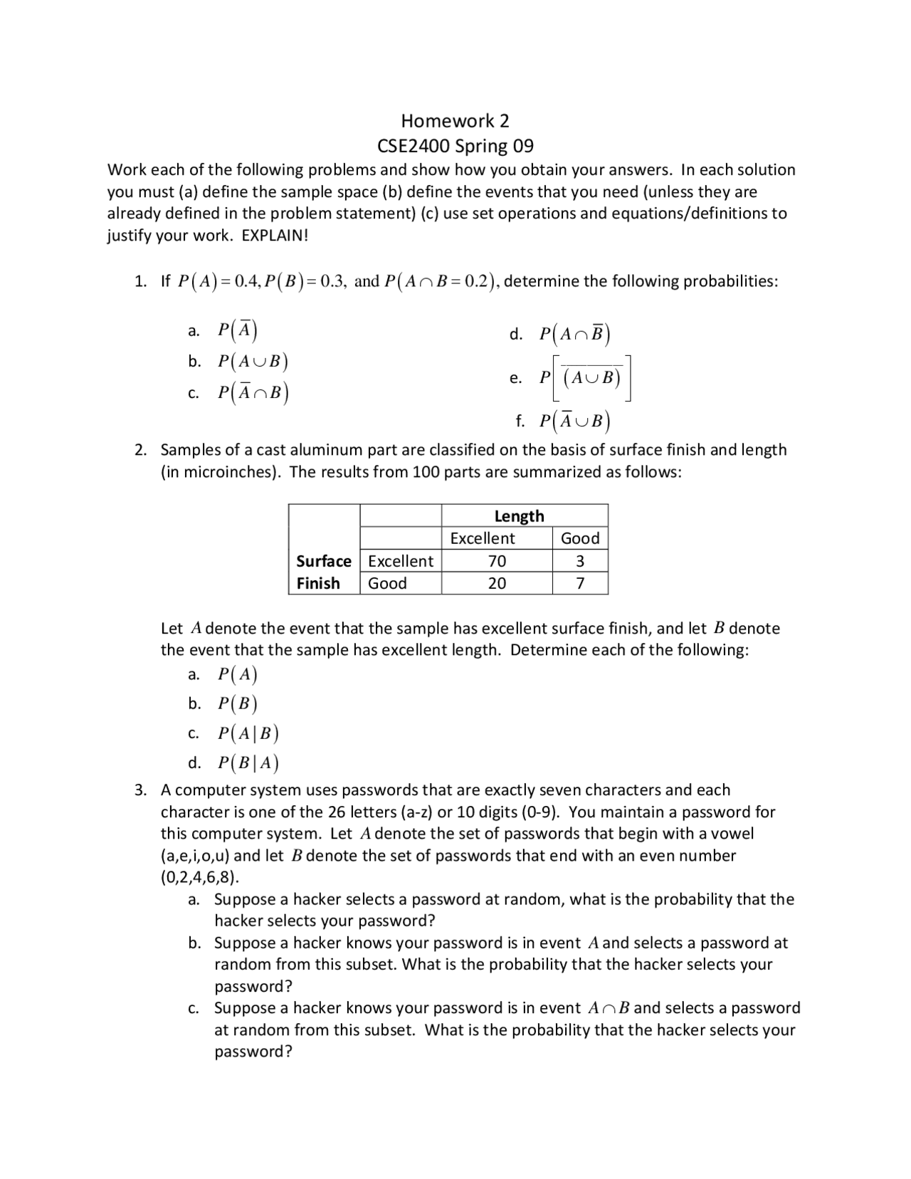 10 Questions In Applied Statistics Assignment 2 Cse 2400 Docsity