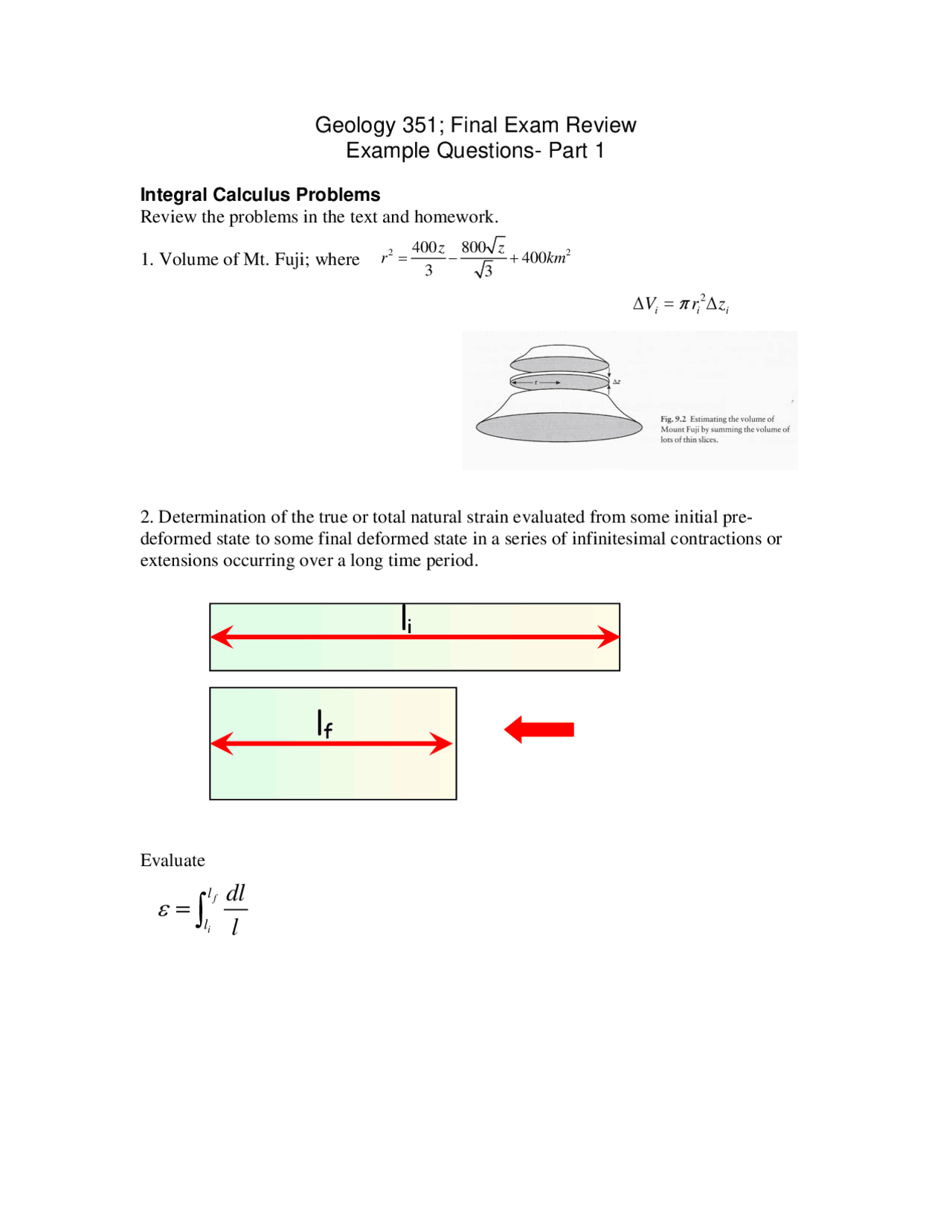 Final Examination Review Questions Geomathematics Geol 351 Docsity