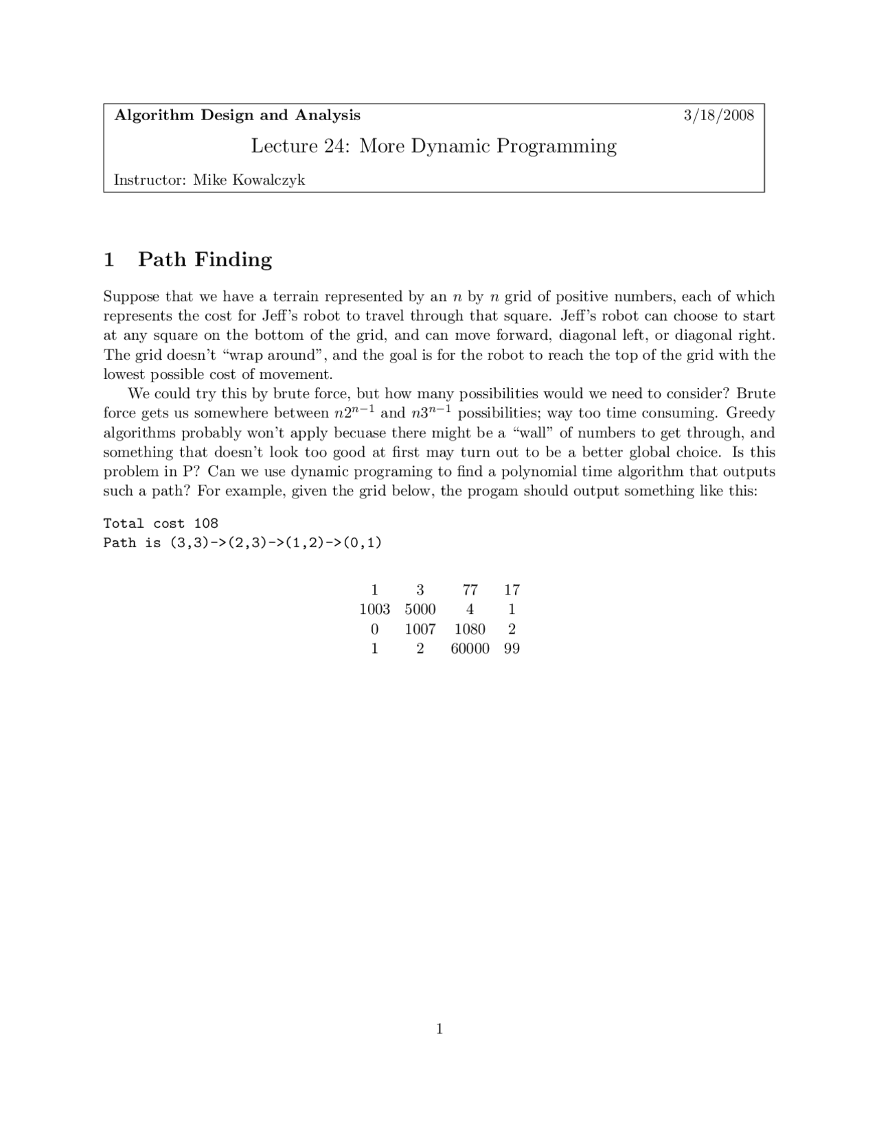 Dynamic Programming Algorithms Design And Analysis Cs 422 Docsity 4371