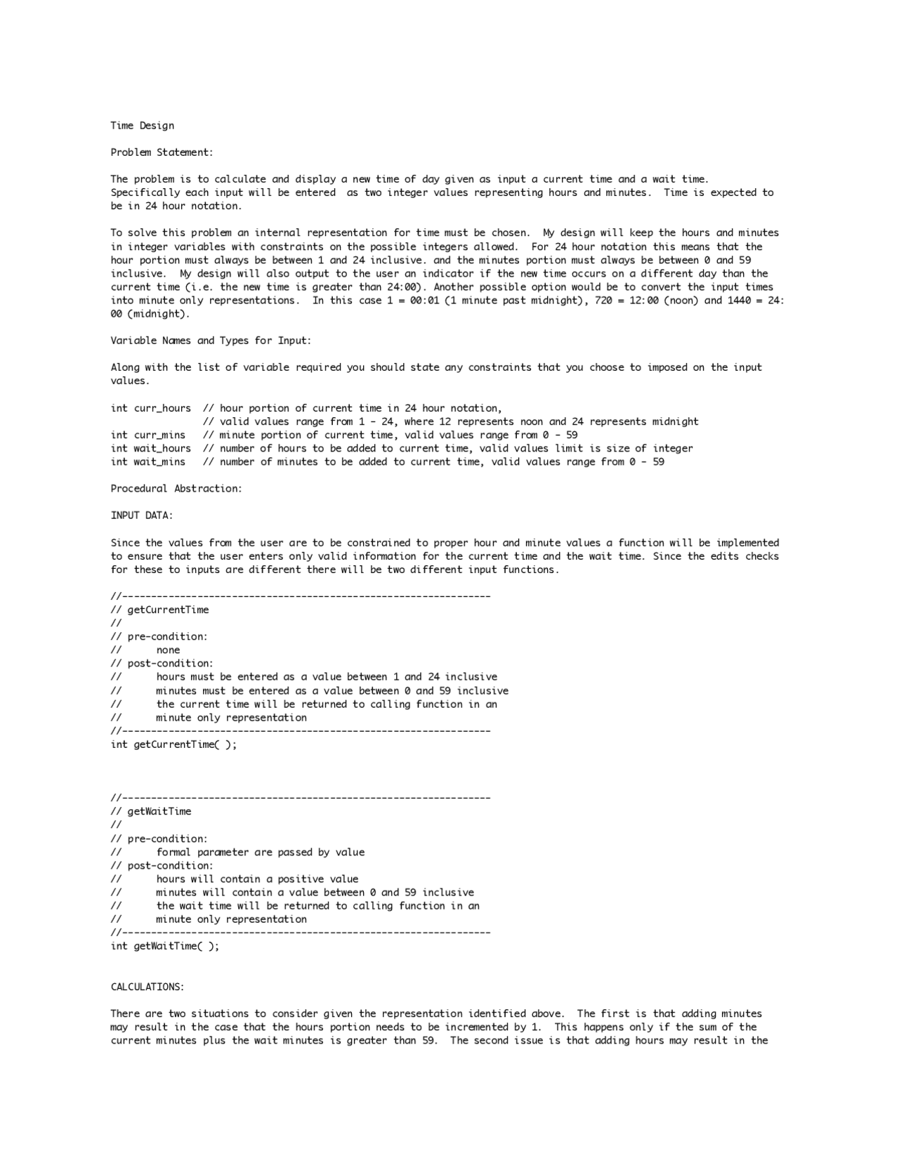Time Design Problem Solving Project 3 Cs 23021 Docsity