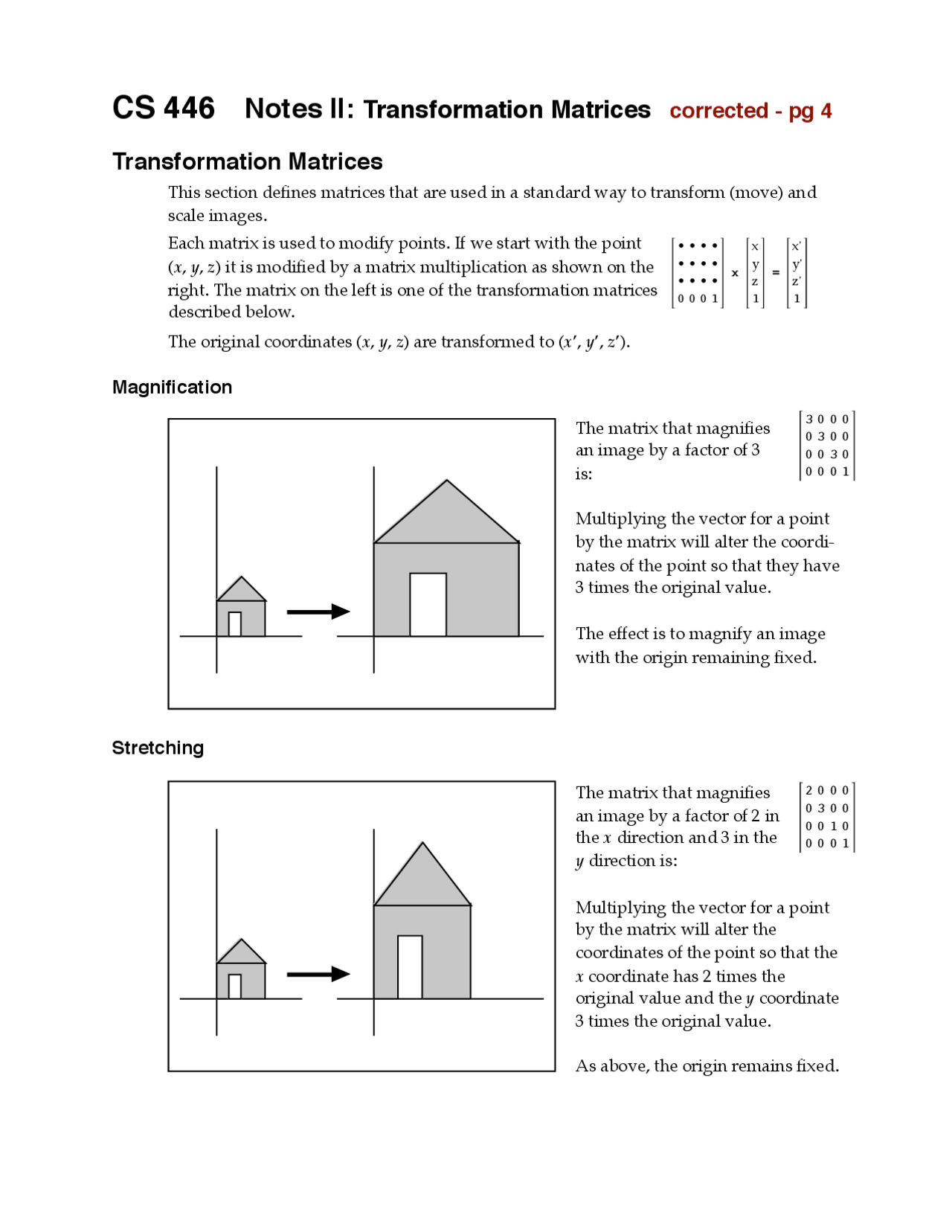 Lecture Notes On Transformation Matrices Is 100 Docsity
