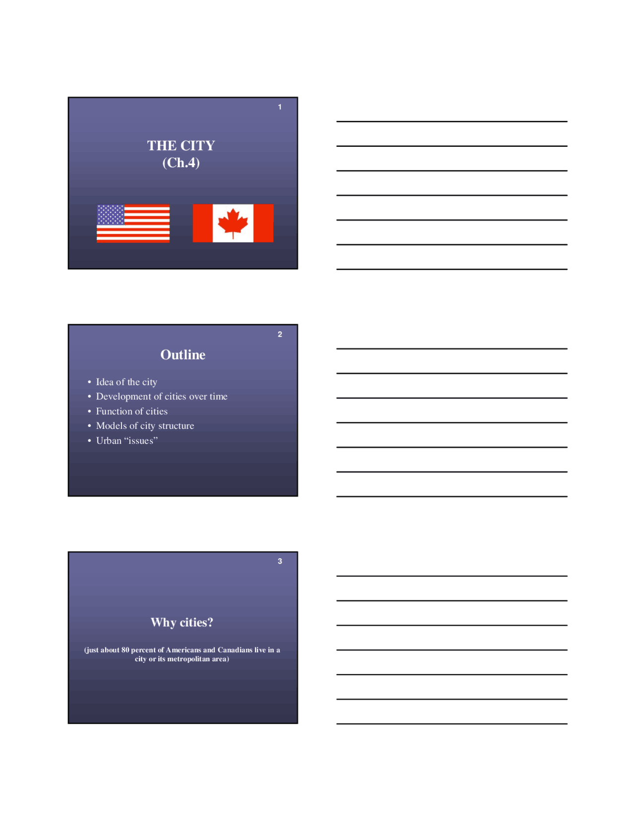 The City - Geography of the United States and Canada - Lecture Slides ...