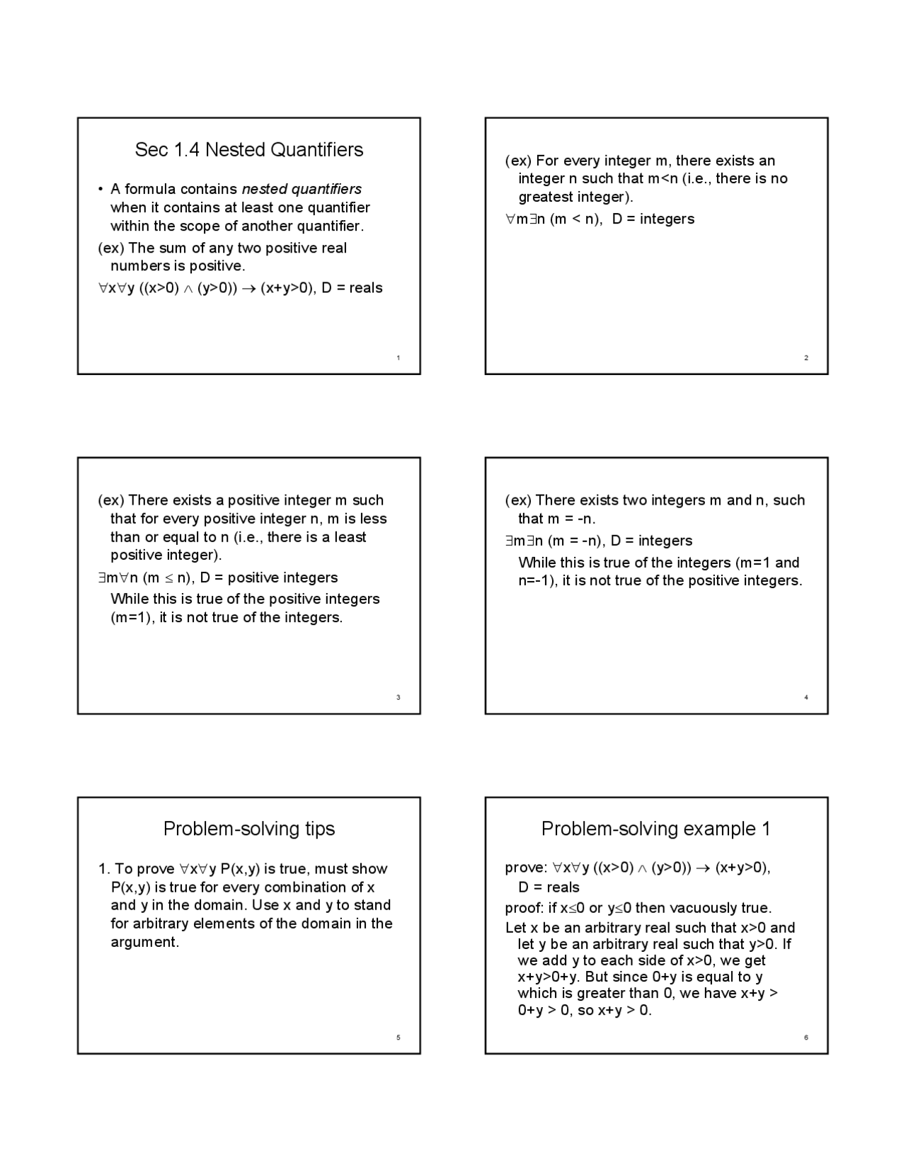 Nested Quantifiers Lecture Slides Math 150 Docsity