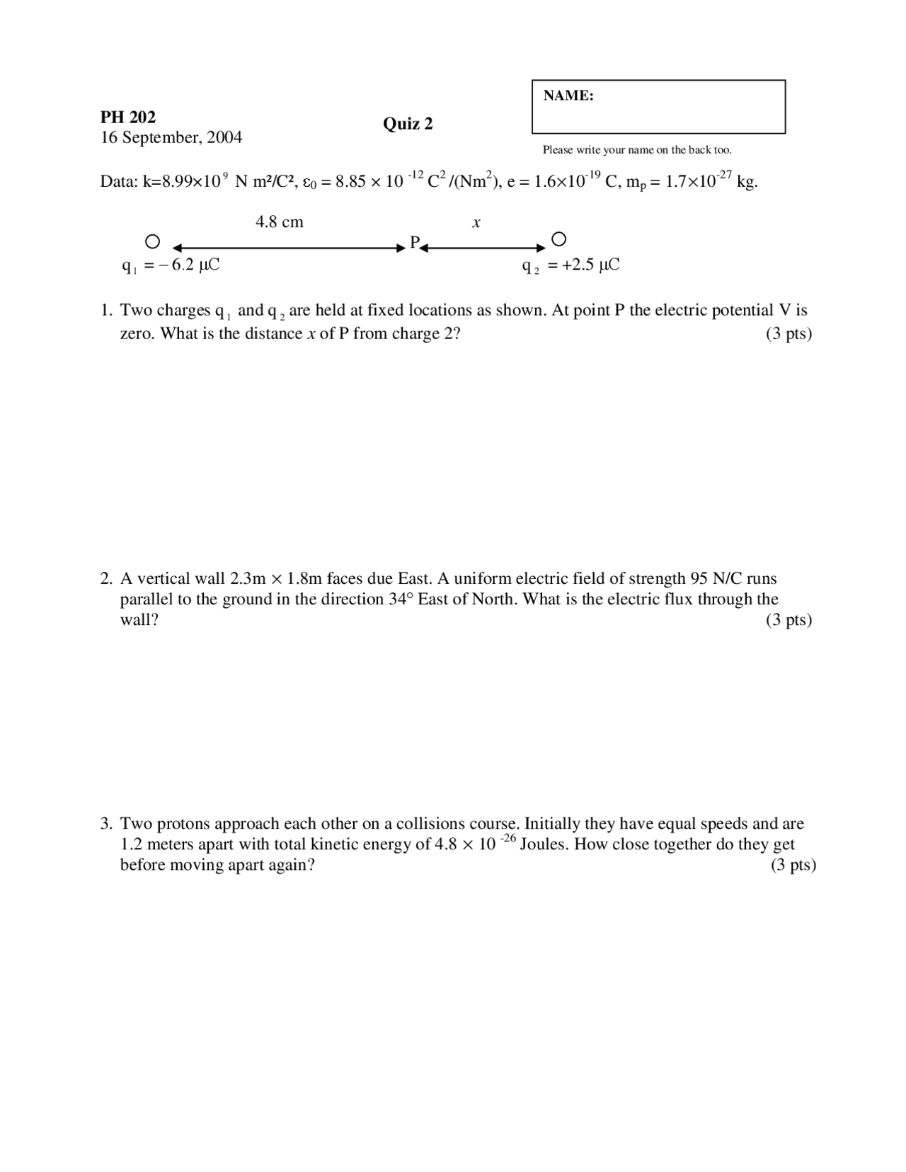 3 Questions In Quiz 2 College Physics Ii Ph 202 Docsity