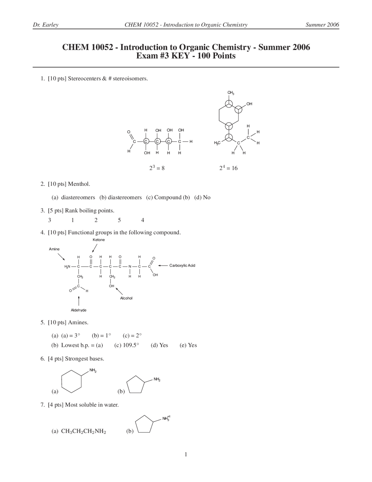 13 Questions Introduction To Organic Chemistry Examination 3 Chem