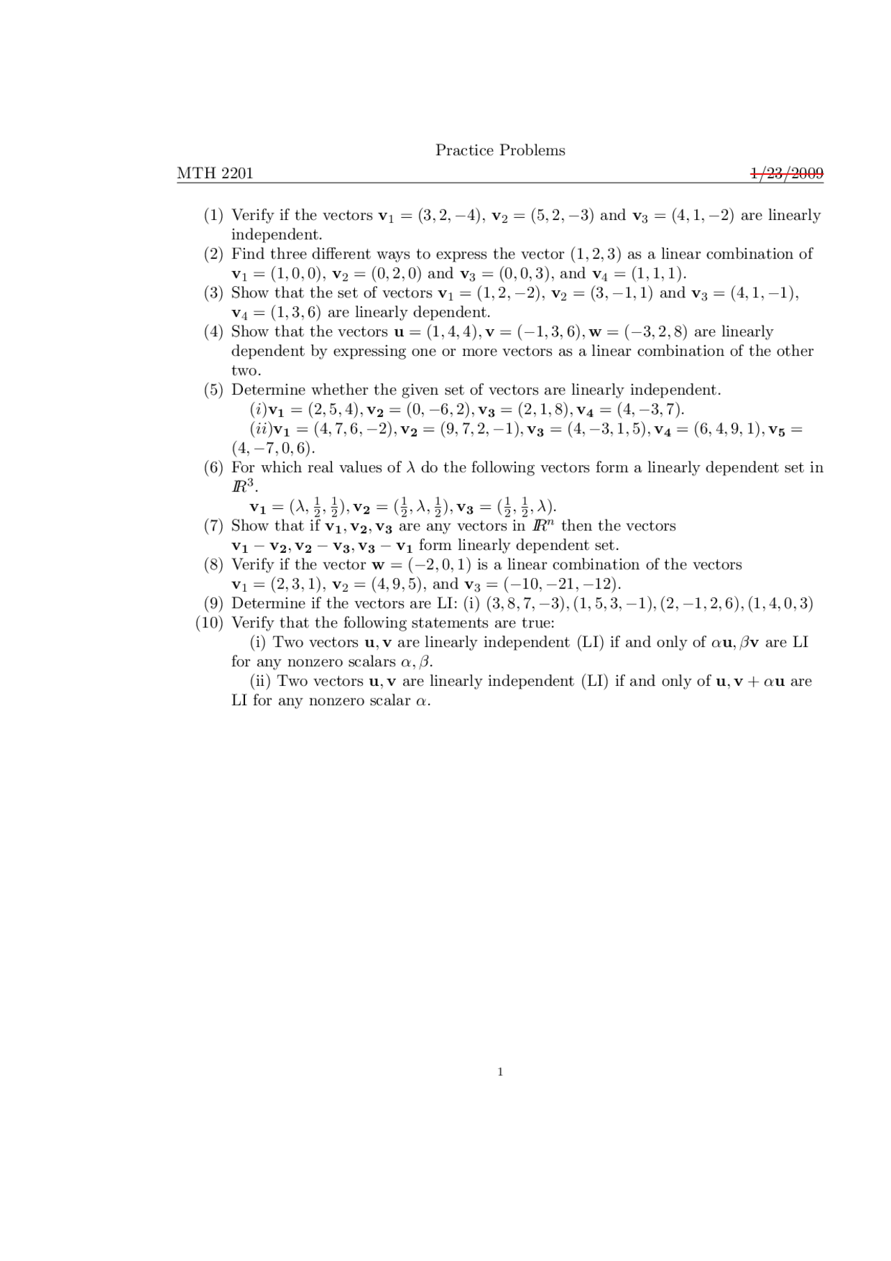 Assignment 3 Practice Problems Differential Equation Mth 2201 Docsity