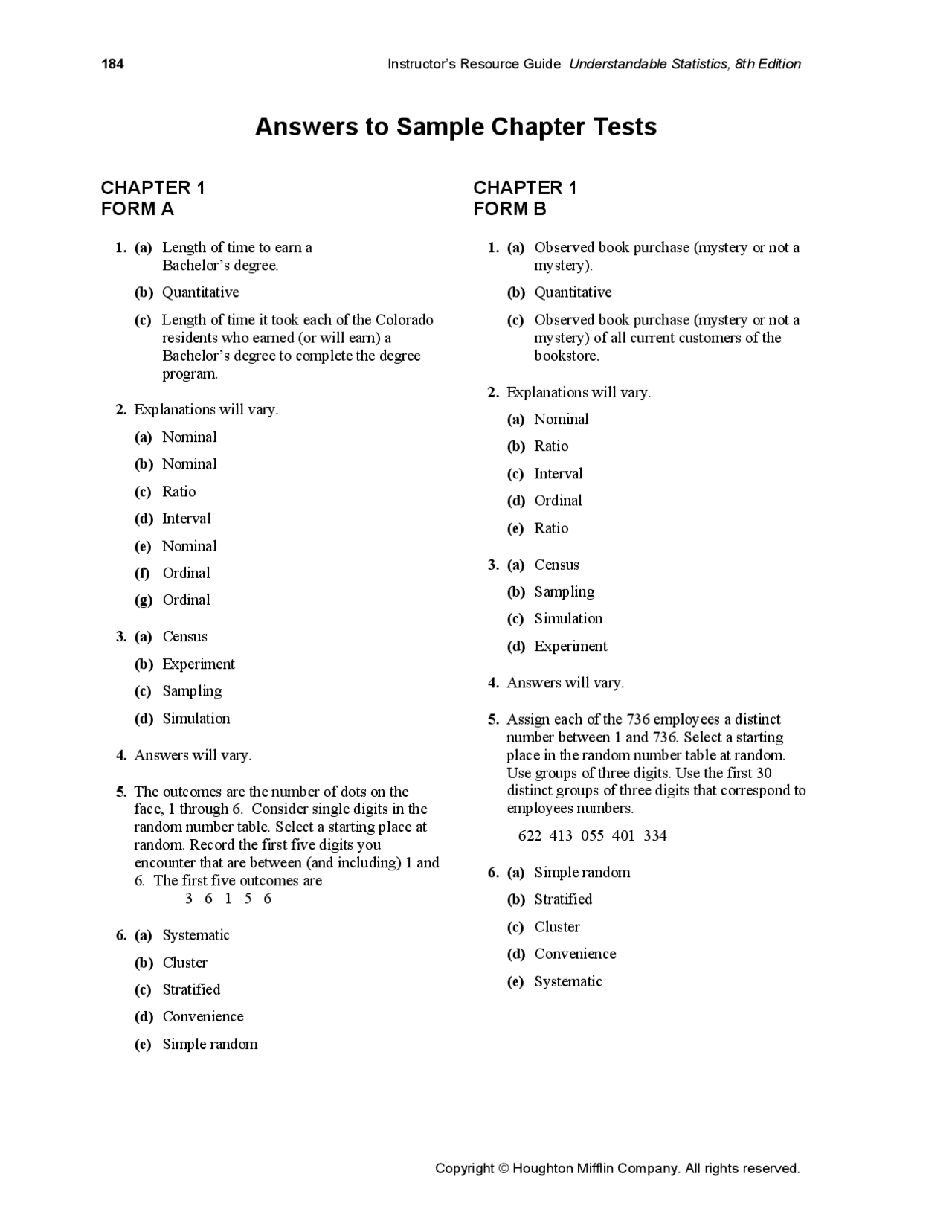 Final Questions With Answers Statistical Methods Math 3261 Docsity