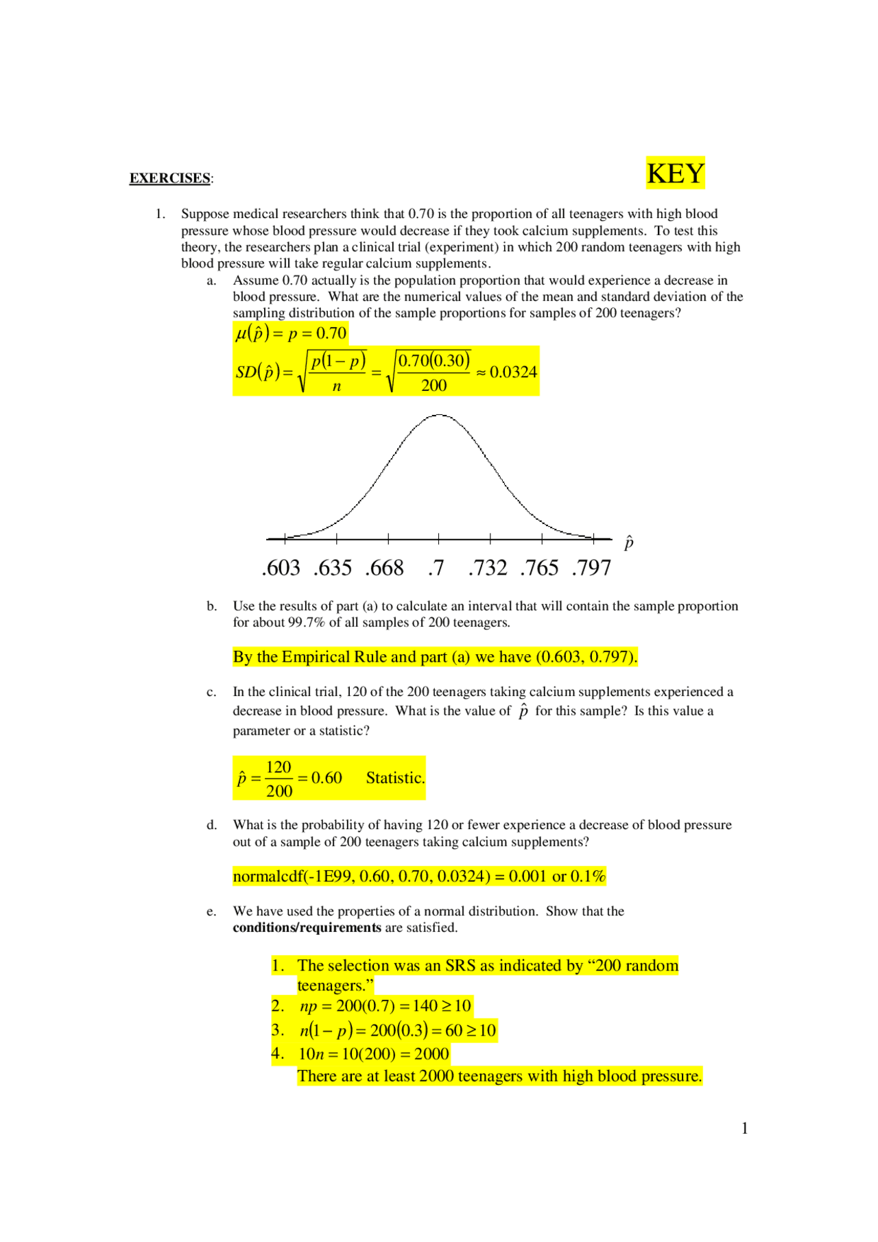 Assignment Answers Key - Statistical Methods | STA 2023 | Assignments ...