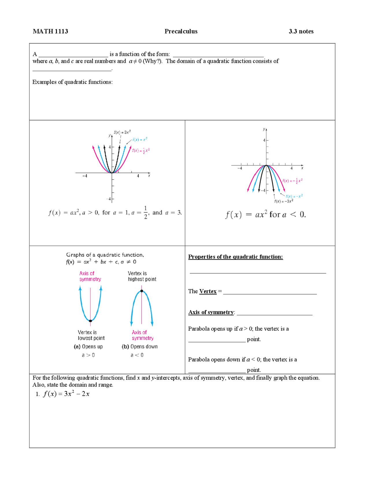 Precalculus Section 33 Notes Math 1113 Docsity