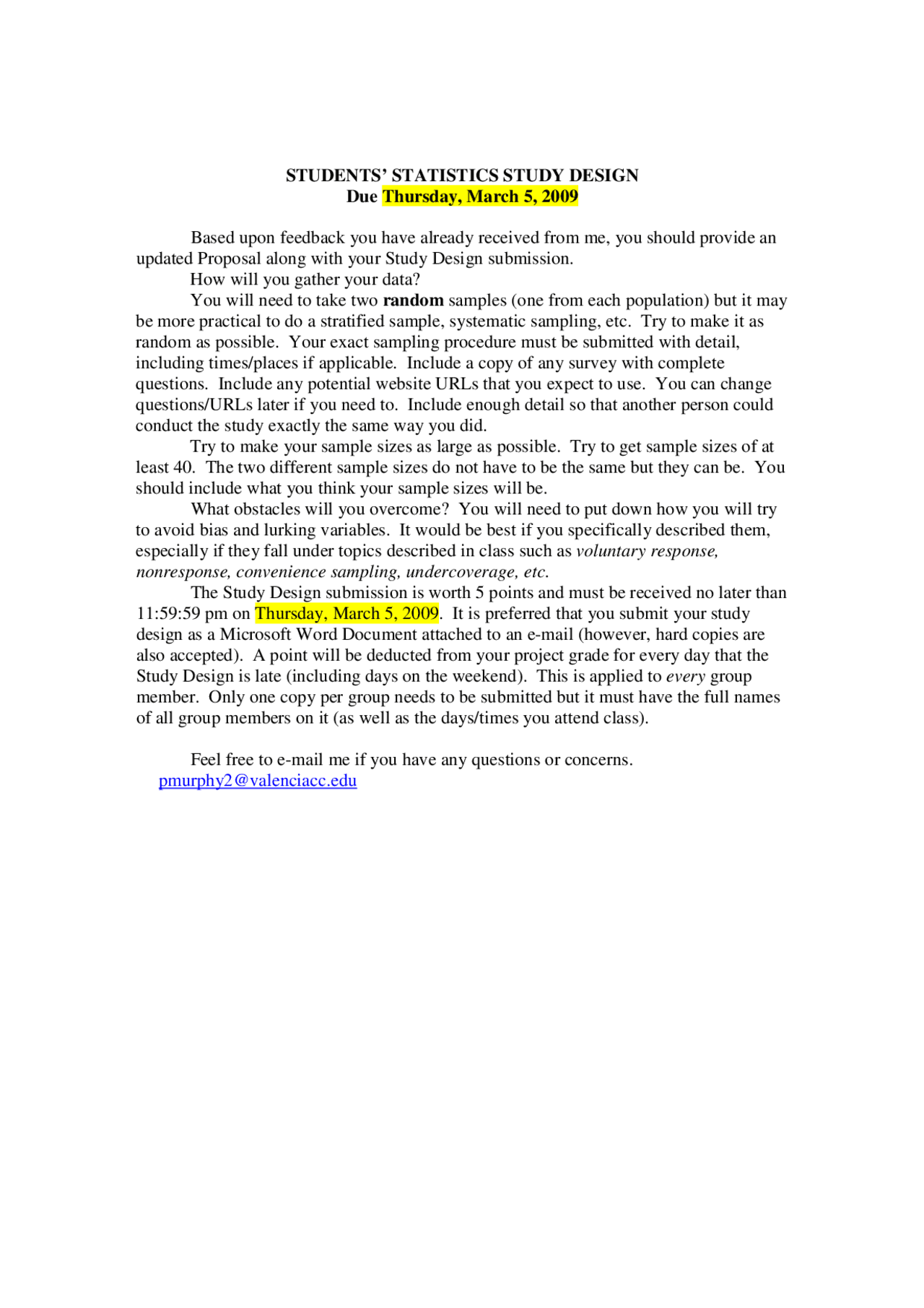 Statistics Study Design - Statistical Methods - Project | STA 2023 ...