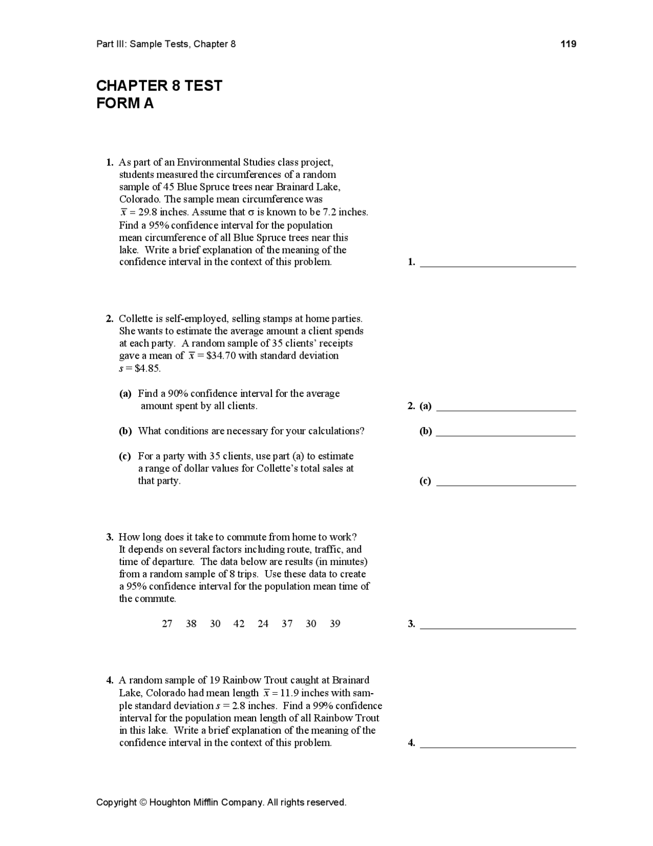 Questions Of Statistical Methods Exam Math 3261 Docsity