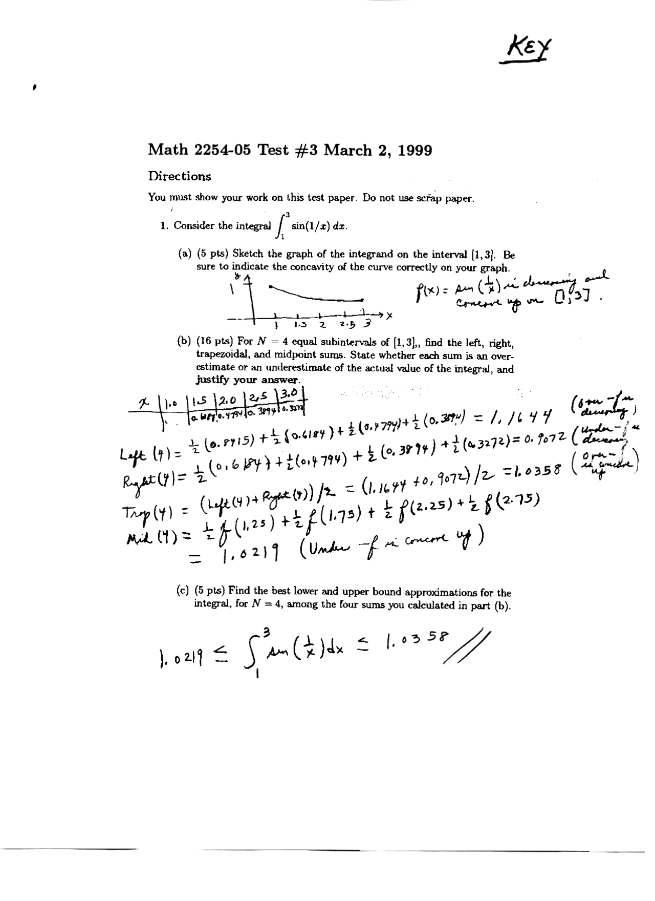 5 Solved Problems On The Integrals Exam 3 Math 2254 Docsity