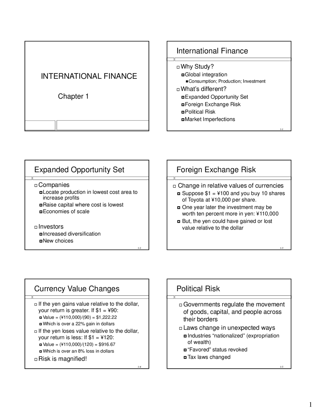 Lecture Slides For International Finance Finc 4521 Docsity