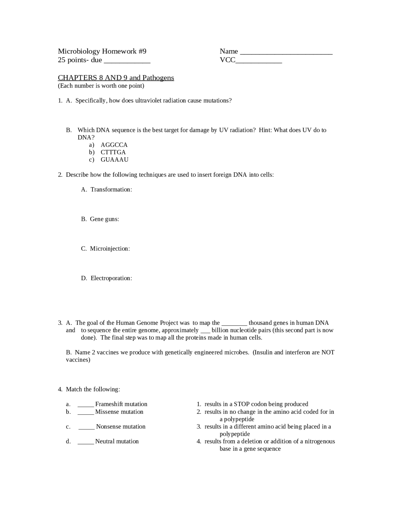 Homework 9 25 Questions On Microbiology Mcb 2010c Docsity