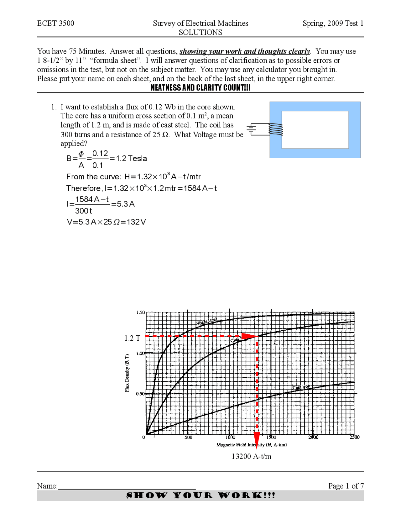 Manual Solutions For Exam 1 Survey Of Electric Machines Ecet 3500