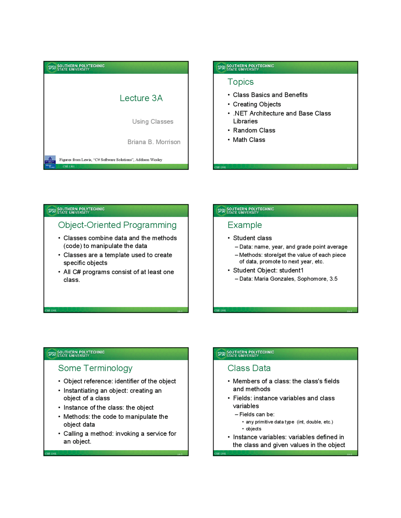 Object Oriented Programming Programming And Problem Solving I Cse 3964