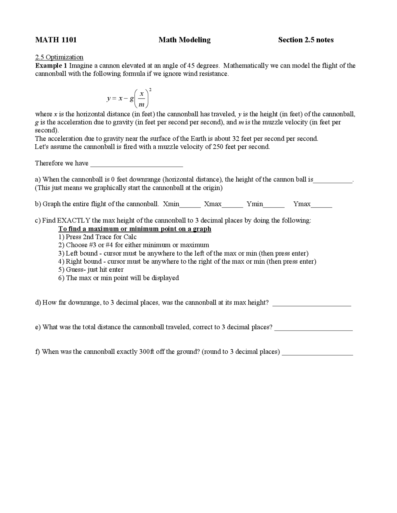 Notes On Optimization Introduction To Mathematical Modeling Math
