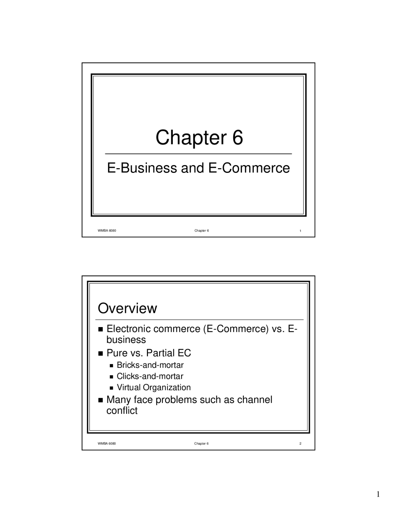 E-Business and E-Commerce - Lecture Slides | WMBA 6080 - Docsity