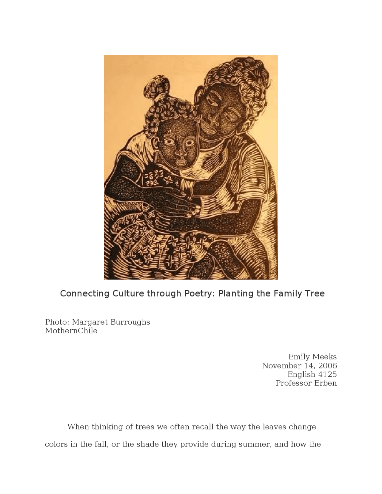 Connecting Culture through Poetry: Planting the Family Tree | ENGL 4125 ...