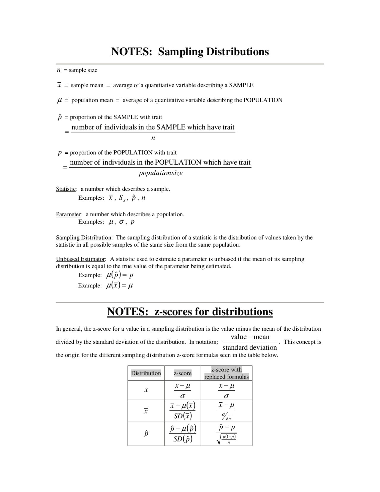 Sampling Distributions Z Scores For Distributions Sta 2023 Docsity
