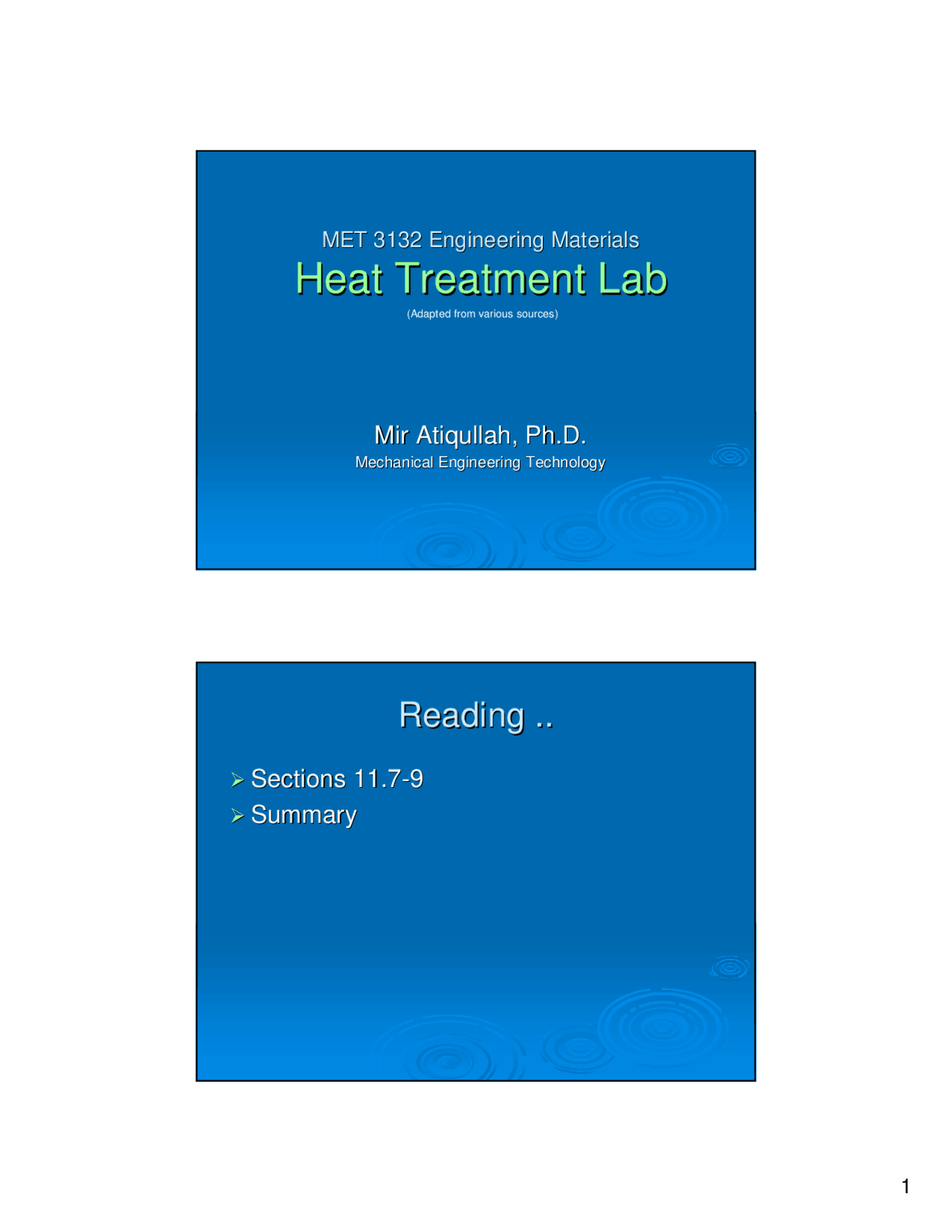 Laboratory for Heat Treatment - Engineering Materials | MET 3132 - Docsity