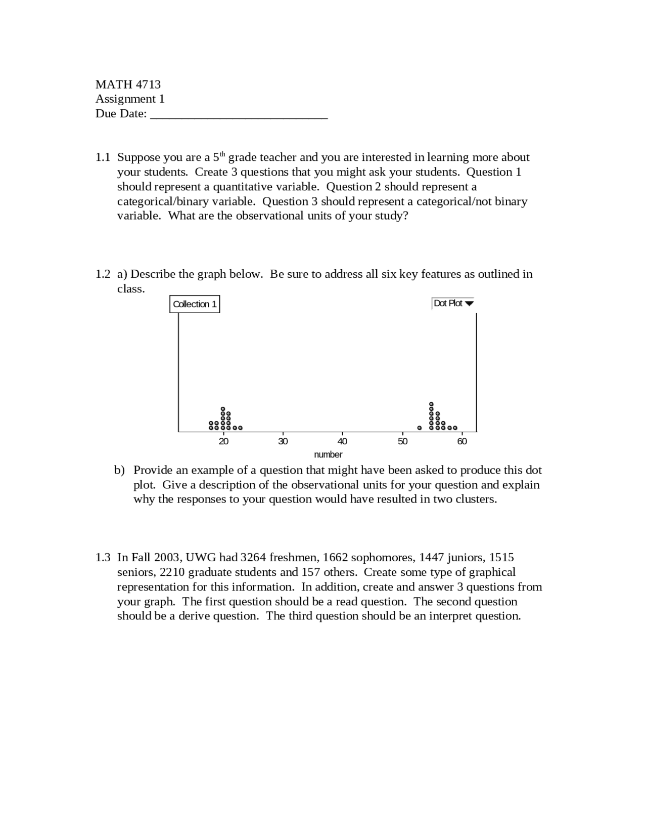 3 Problems on the Statistics and Probability - Assignment 1 | MATH 4713 ...