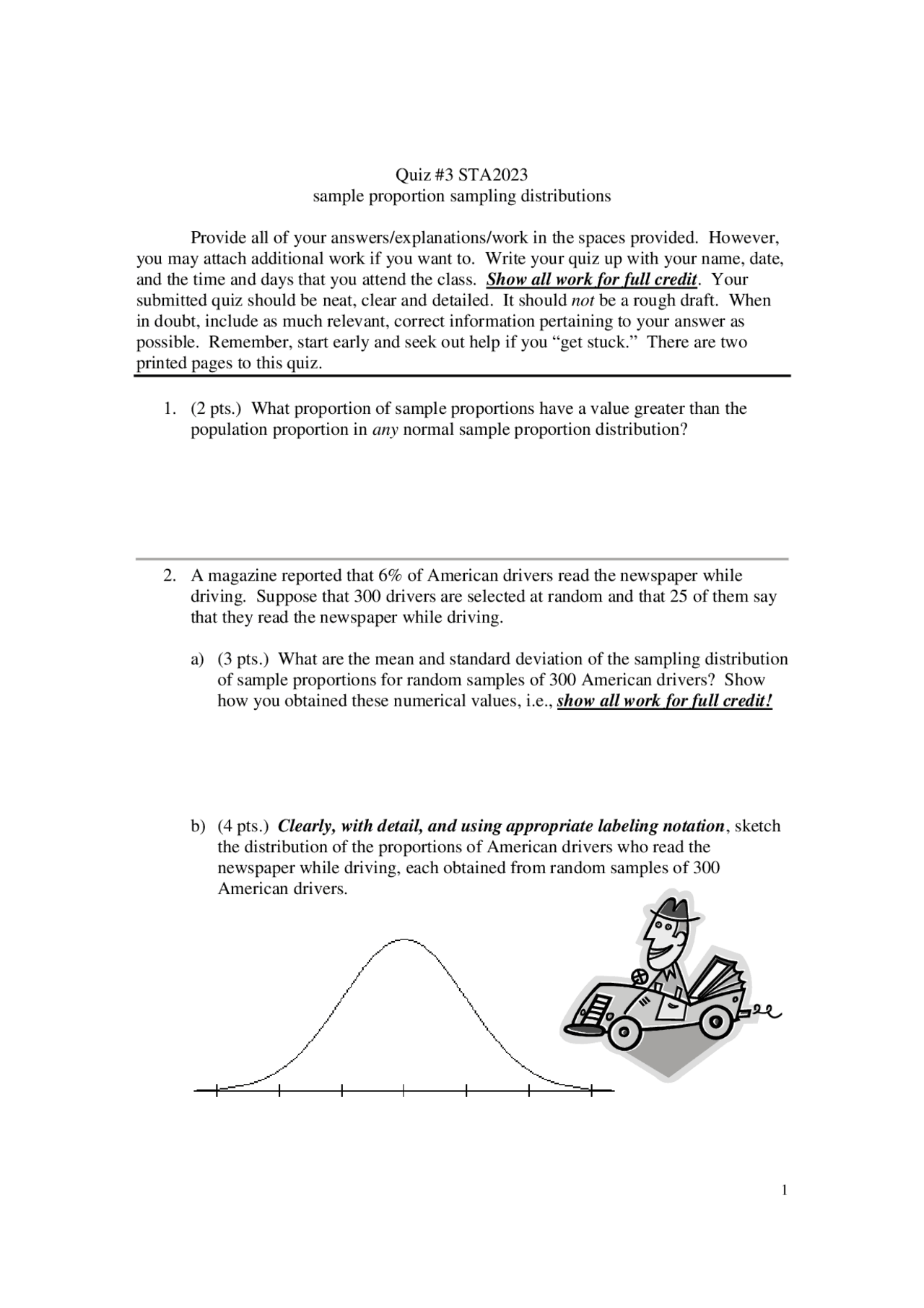 Quiz 3 Practice Problems On Statistical Methods Sta 2023 Docsity